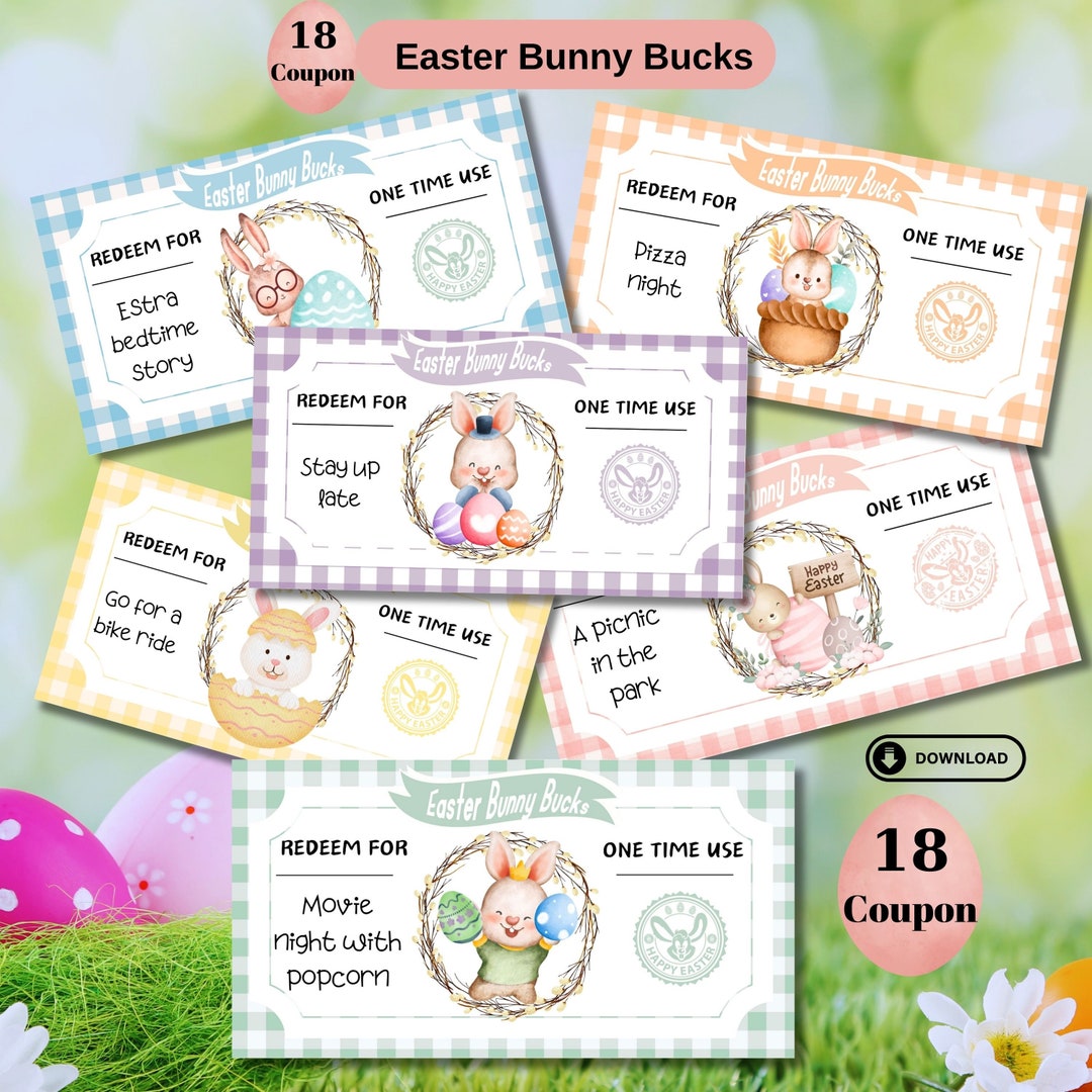 Easter Egg Coupons for Kids Easter Bunny Bucks Coupons Kids Easter Egg ...