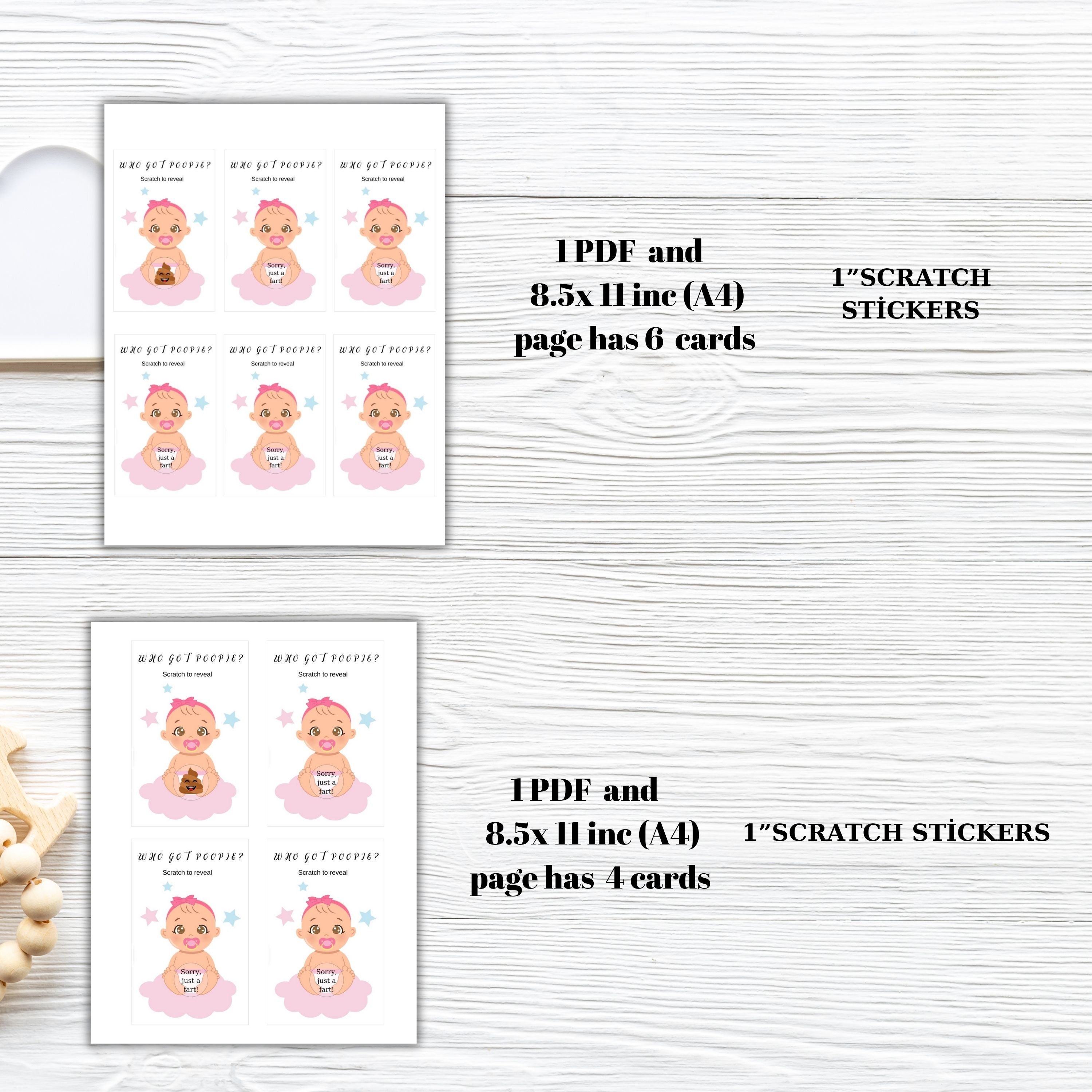 Baby Shower Scratch off Game Boy Baby Shower Games Poop in Diaper Game ...