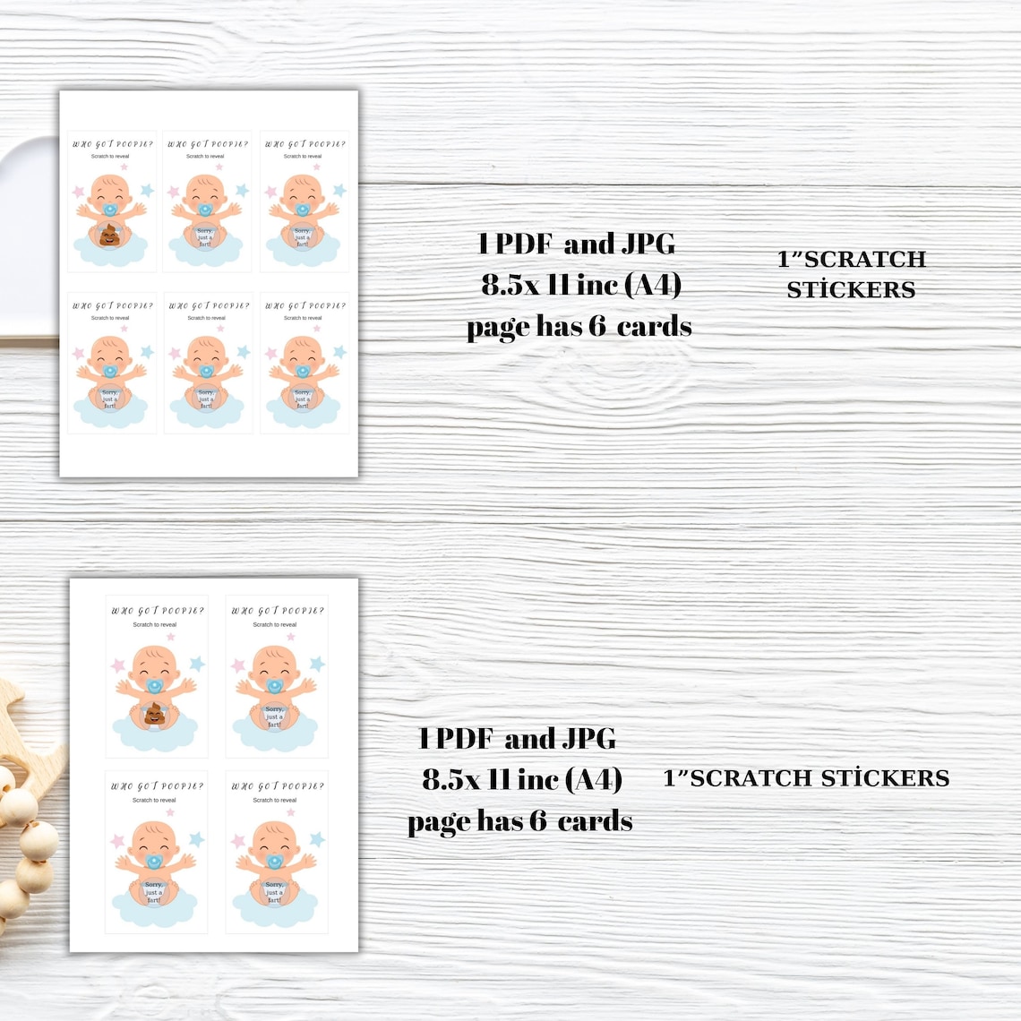 Baby Shower Scratch off Game Boy Baby Shower Games Poop in Diaper Game ...