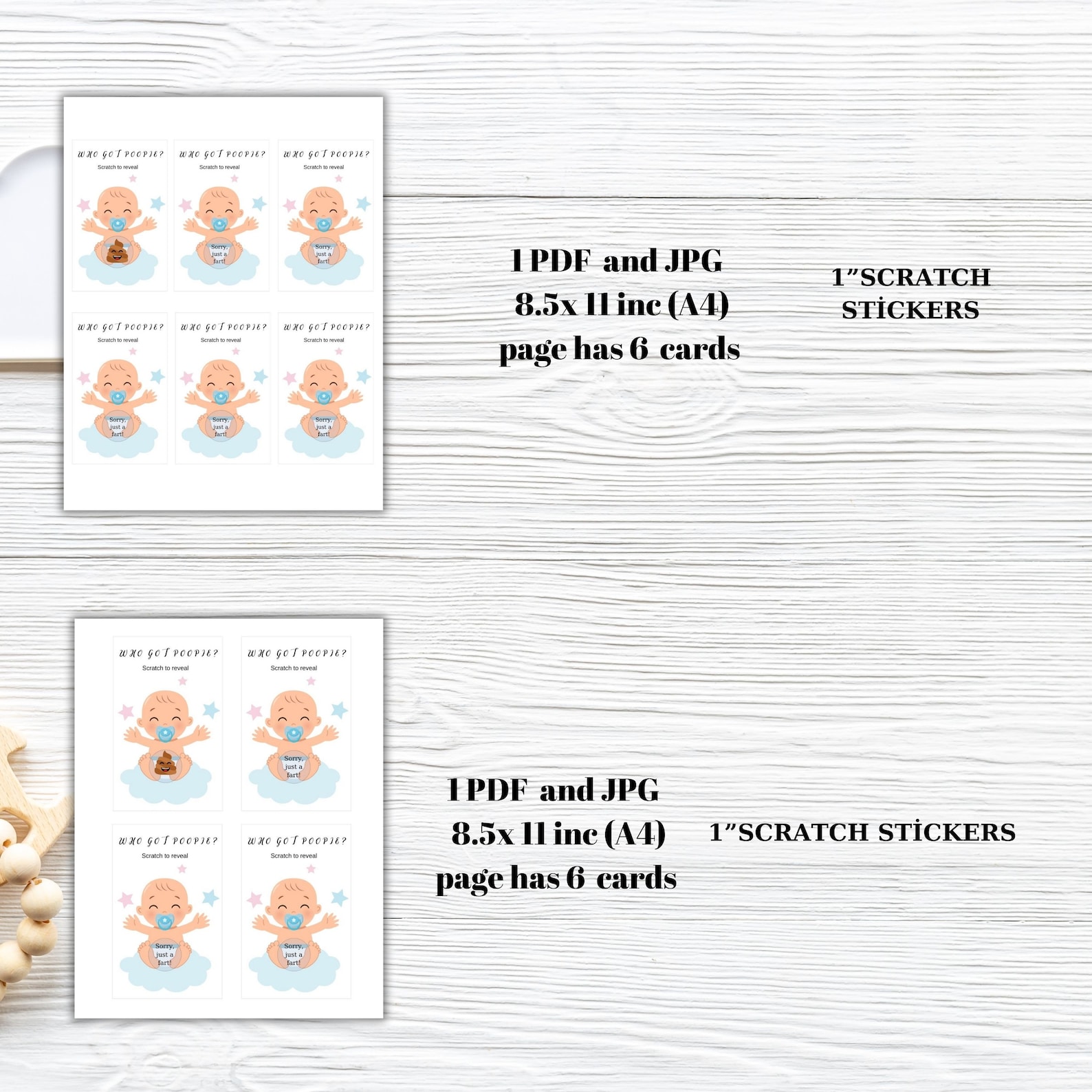 Baby Shower Scratch off Game Boy Baby Shower Games Poop in Diaper Game ...