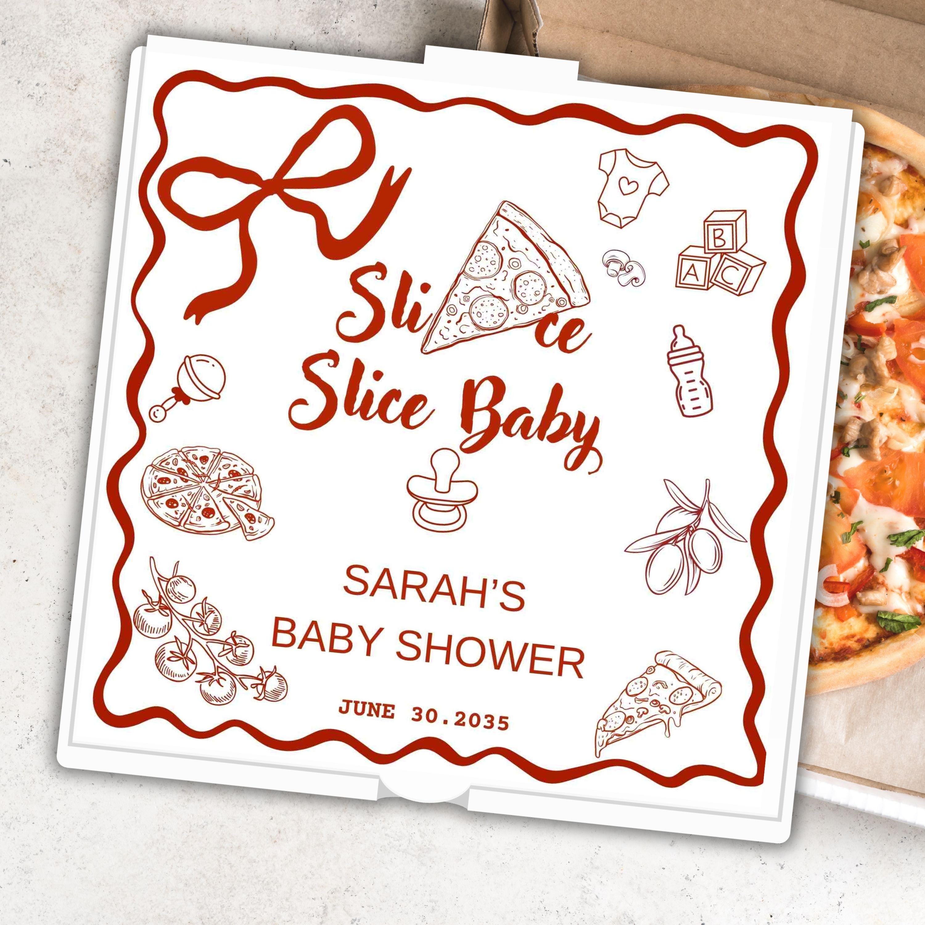Baby Shower Pizza Box Pizza Baby Shower Slice Slice Baby Pizza Box ...