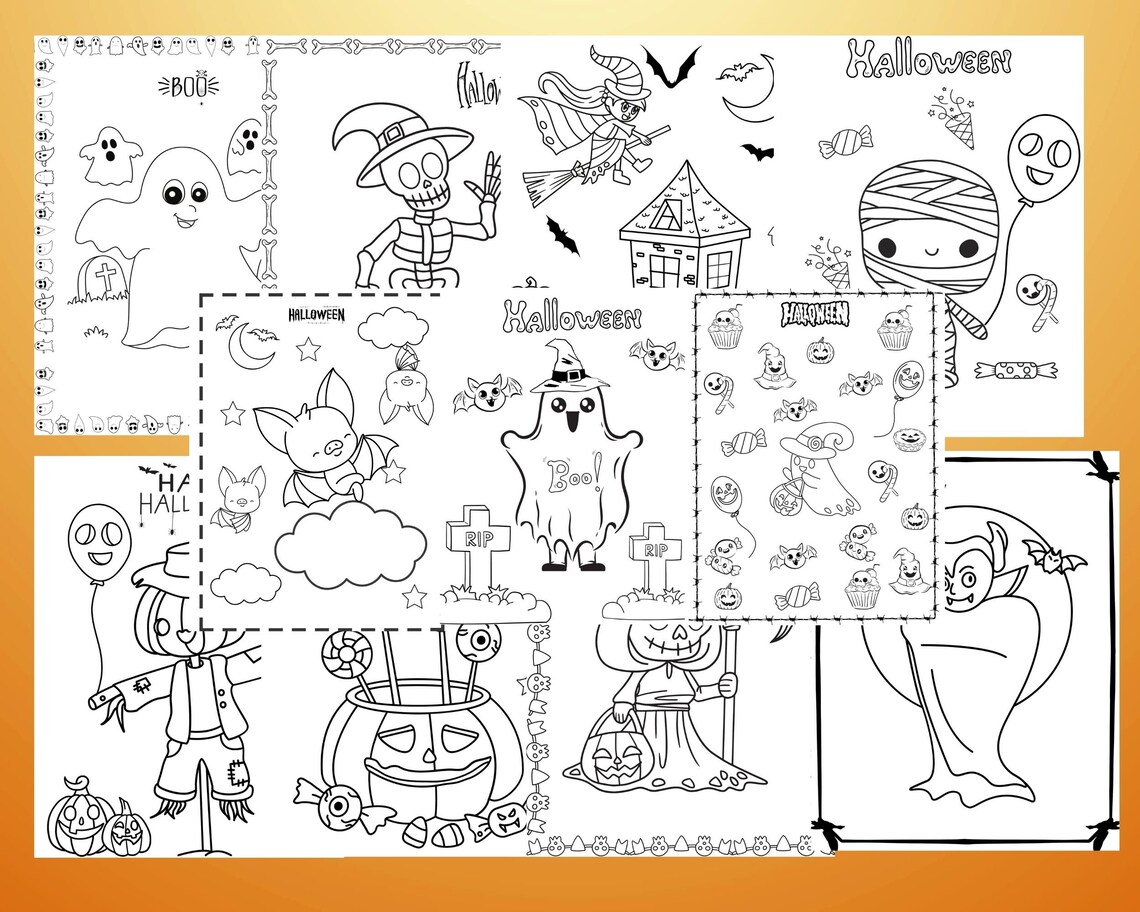 Halloween Coloring Pages Kids Halloween Coloring Sheets - Etsy