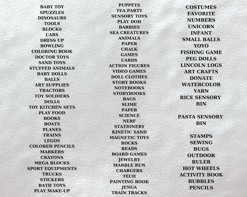 Toy Bin Storage Labels Printable Kid Room Labels Preschool Toy Storage ...