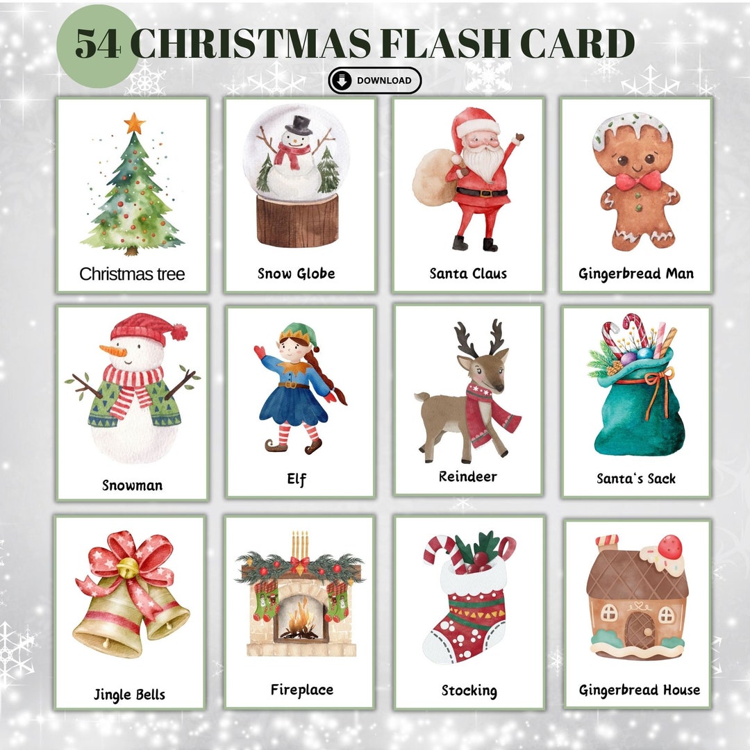 Kids Christmas Flash Cards Printable Christmas Movement Cards Christmas ...