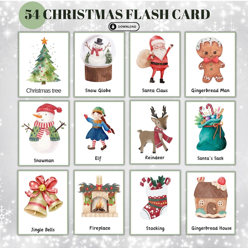 Christmas Flashcard - Etsy