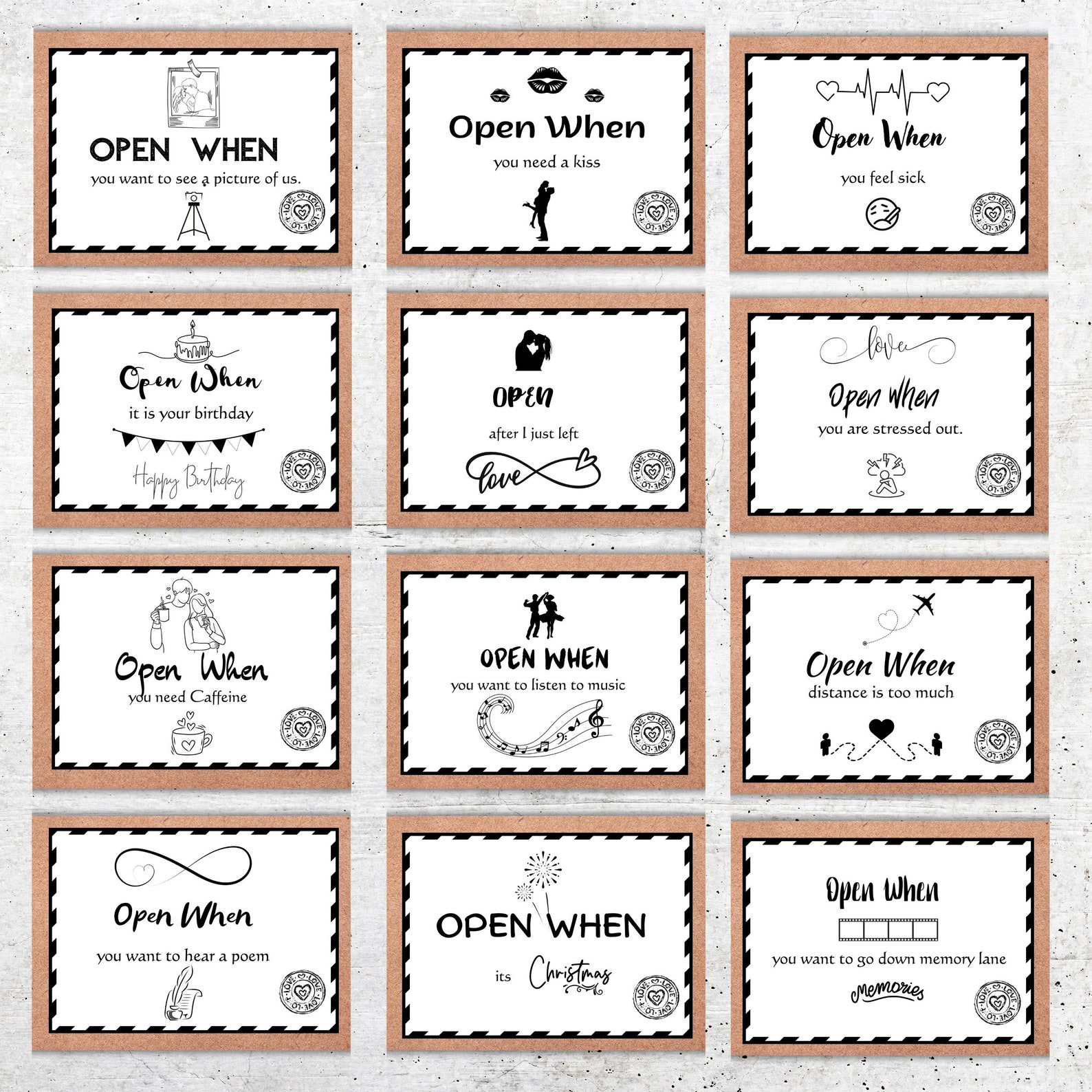 Open When Envelopes Long Distance Relationship Gift Open When Letters ...