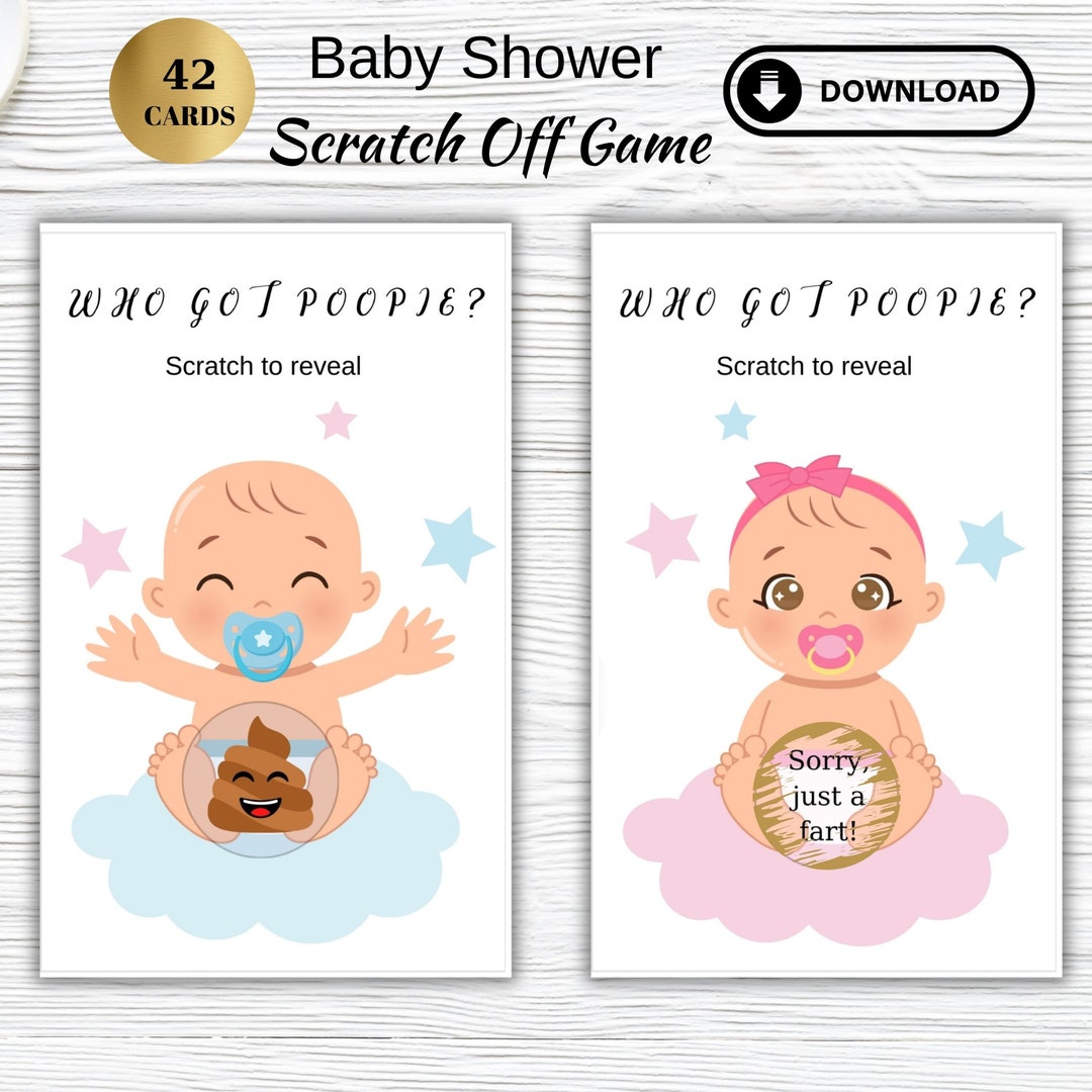 Baby Shower Scratch off Game Boy Baby Shower Games Poop in Diaper Game ...