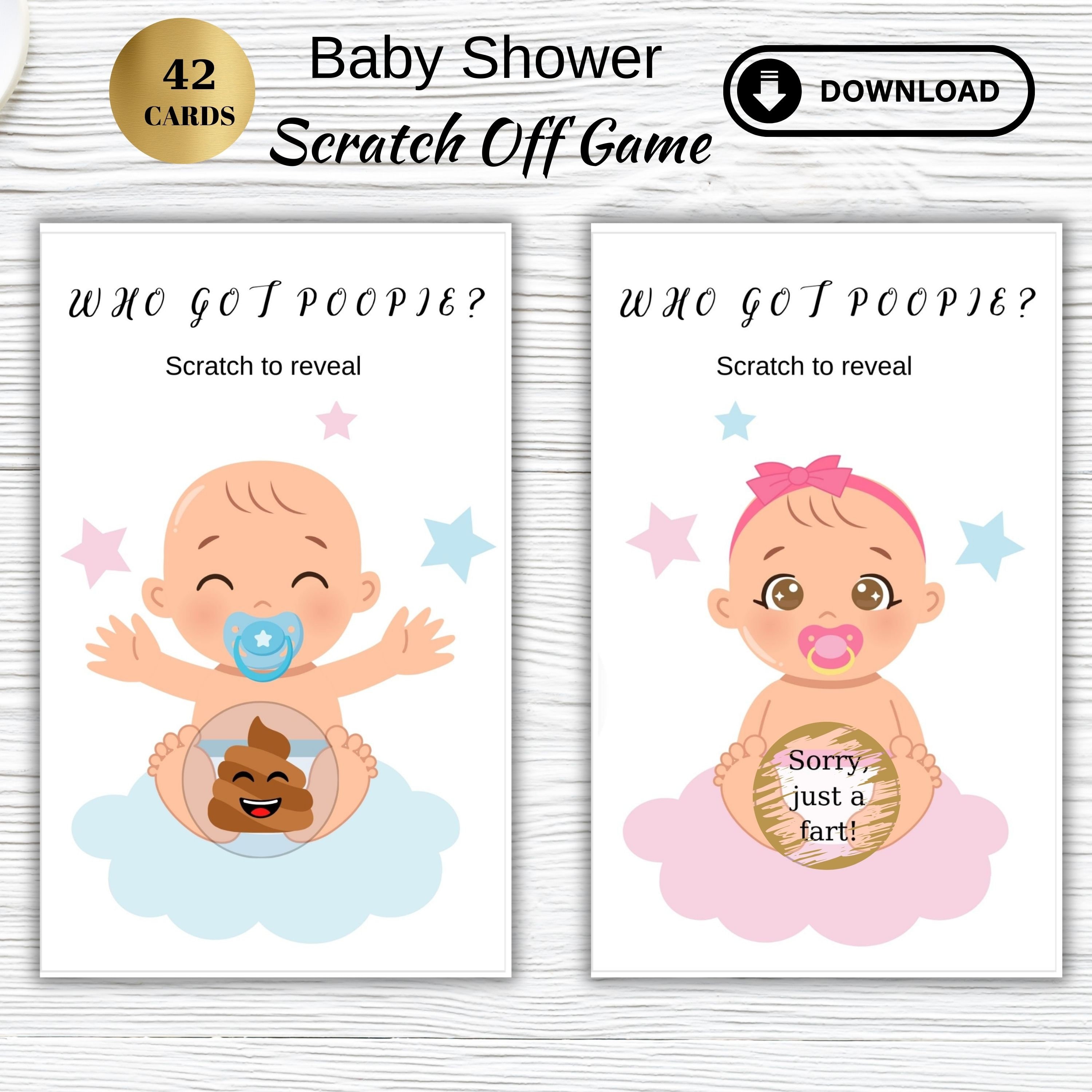 Baby Shower Scratch off Game Boy Baby Shower Games Poop in Diaper Game ...