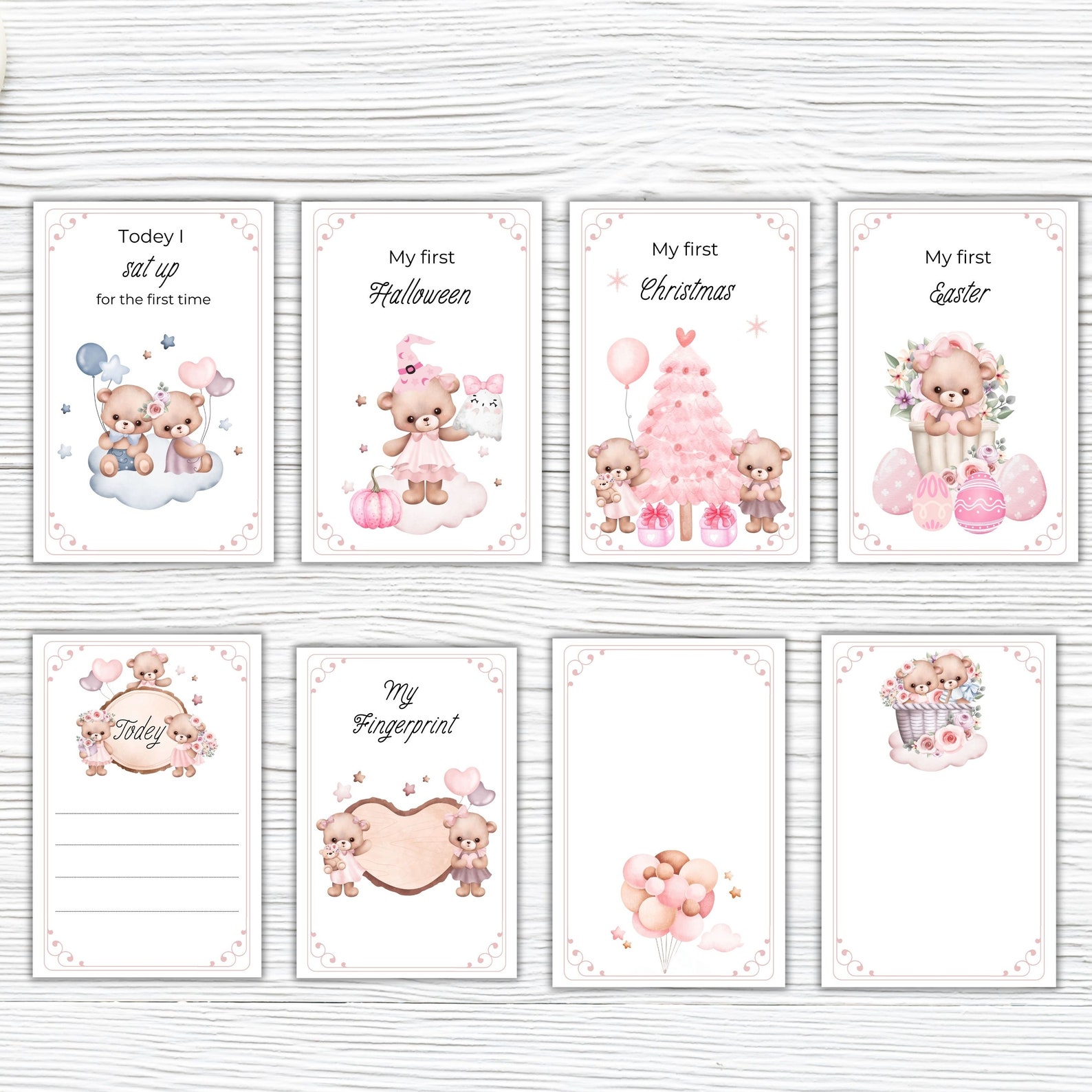 Baby Girl Milestone Card Baby Month Cards Monthly Milestone Cards New ...