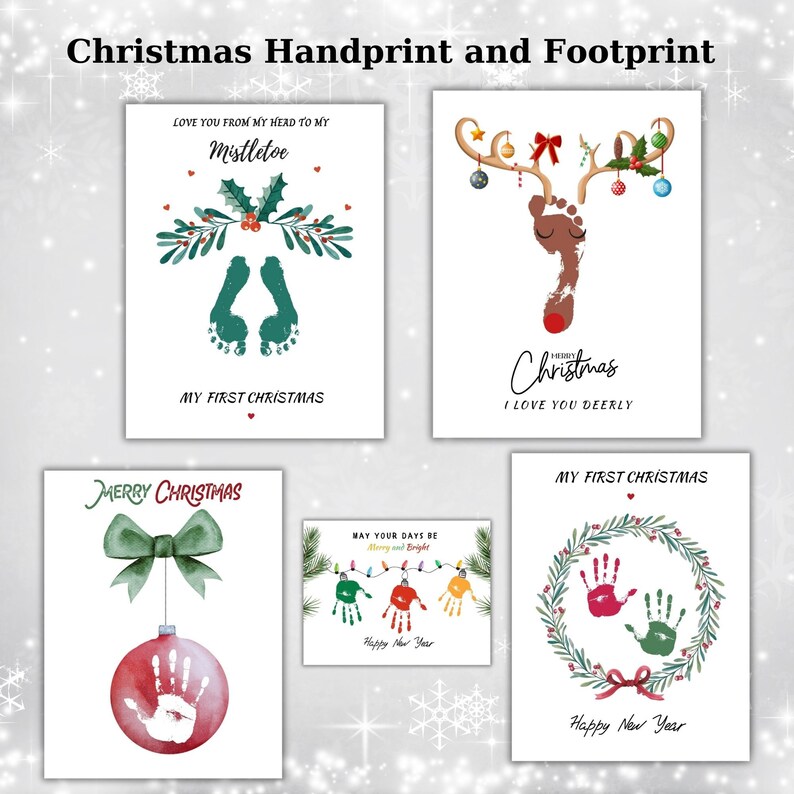 Christmas Footprint Handprint Art Printable Christmas Handprint Craft ...