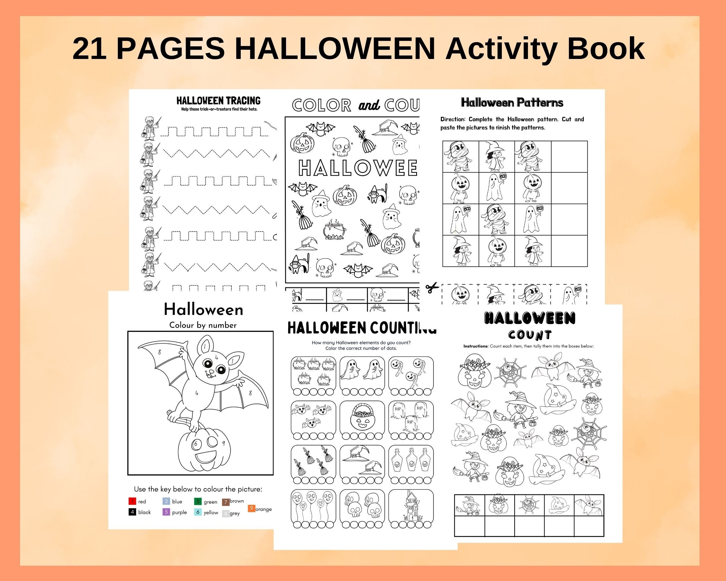 Halloween Kids Coloring Page Halloween Activity Book Halloween - Etsy