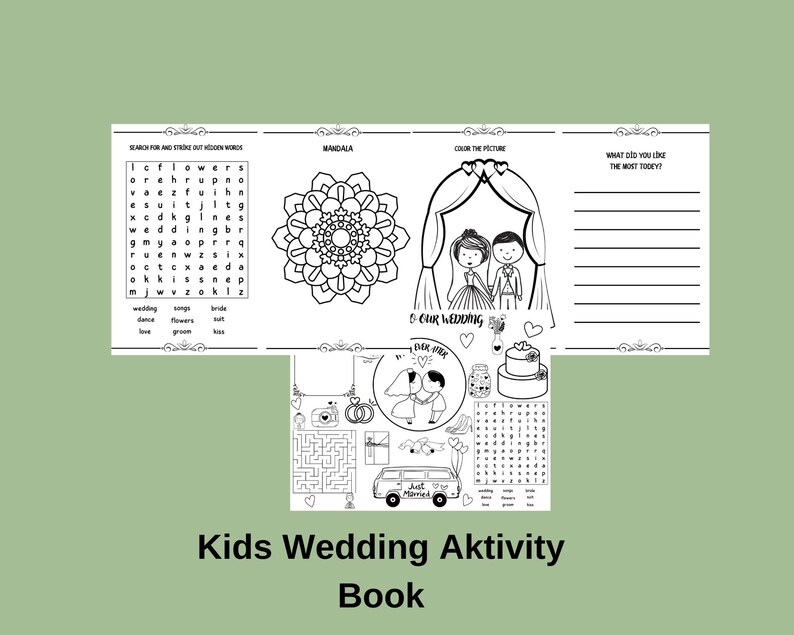 Editable Wedding Activity Cook Printable Kid Wedding Activity - Etsy