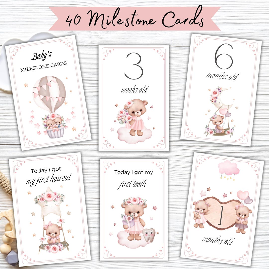 Baby Girl Milestone Card Baby Month Cards Monthly Milestone Cards New ...
