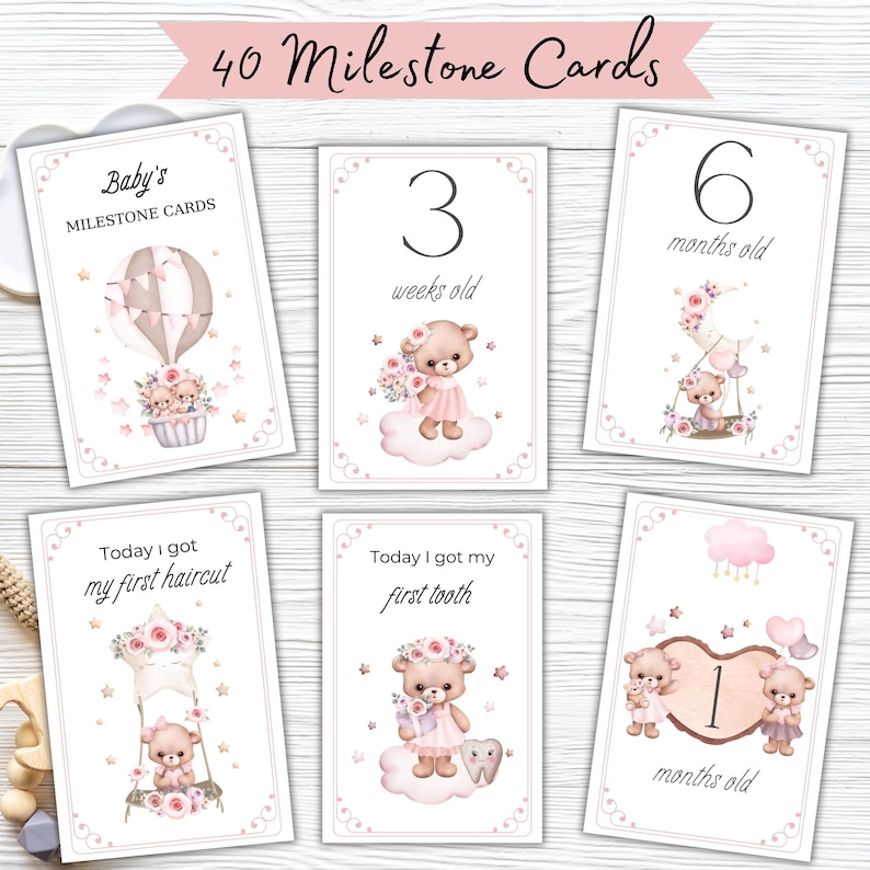 Baby Girl Milestone Card Baby Month Cards Monthly Milestone Cards New ...