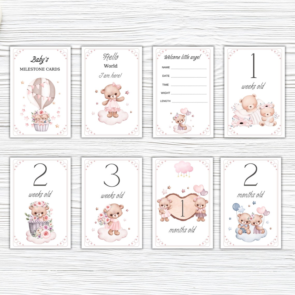 Baby Girl Milestone Card Baby Month Cards Monthly Milestone Cards New ...