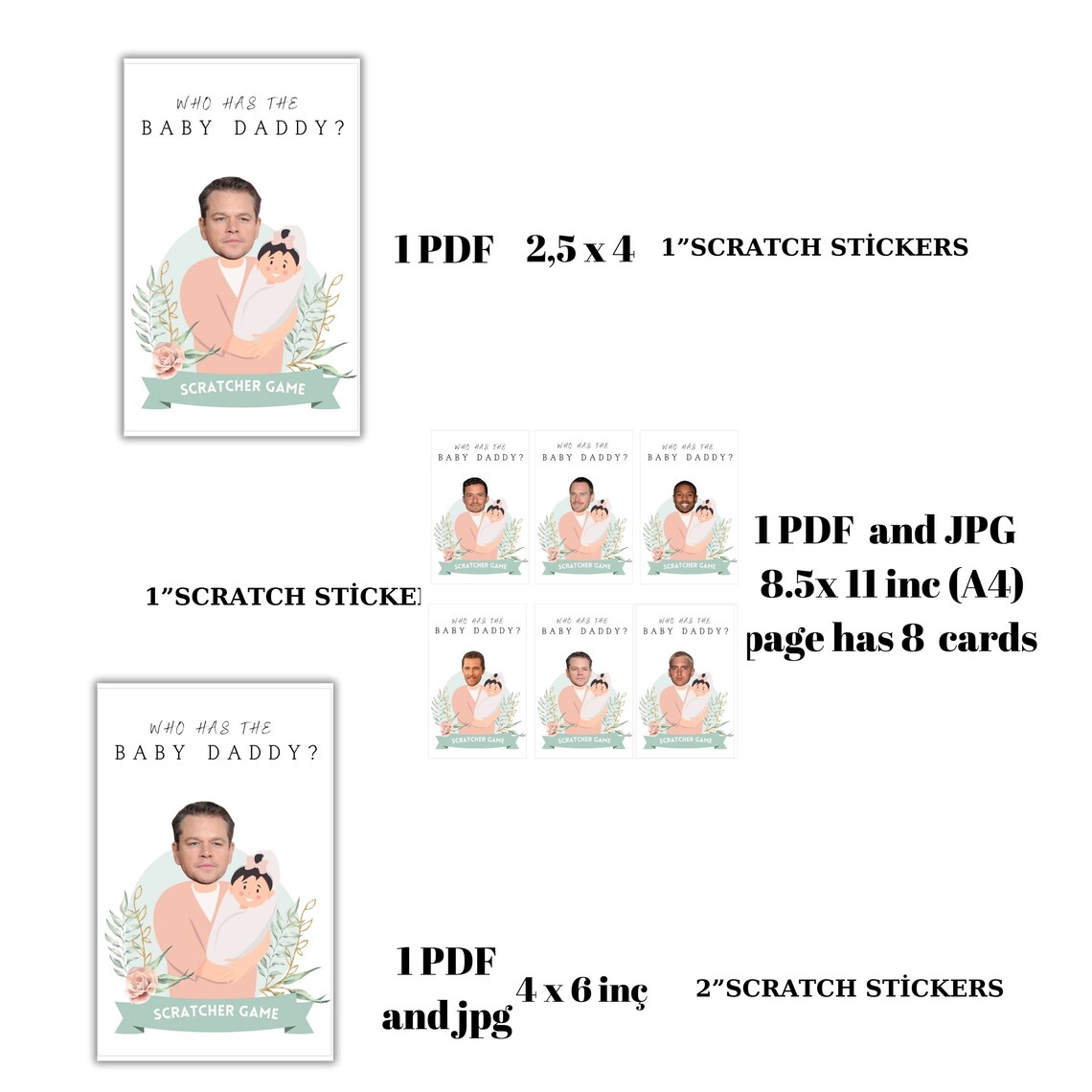 Who Has the Baby Daddy Find the Dad Game Baby Shower Shower Game Baby ...