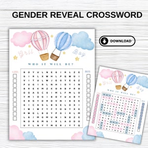 Gender Reveal Word Search Game Boy or Girl Gender Reveal Word Search ...