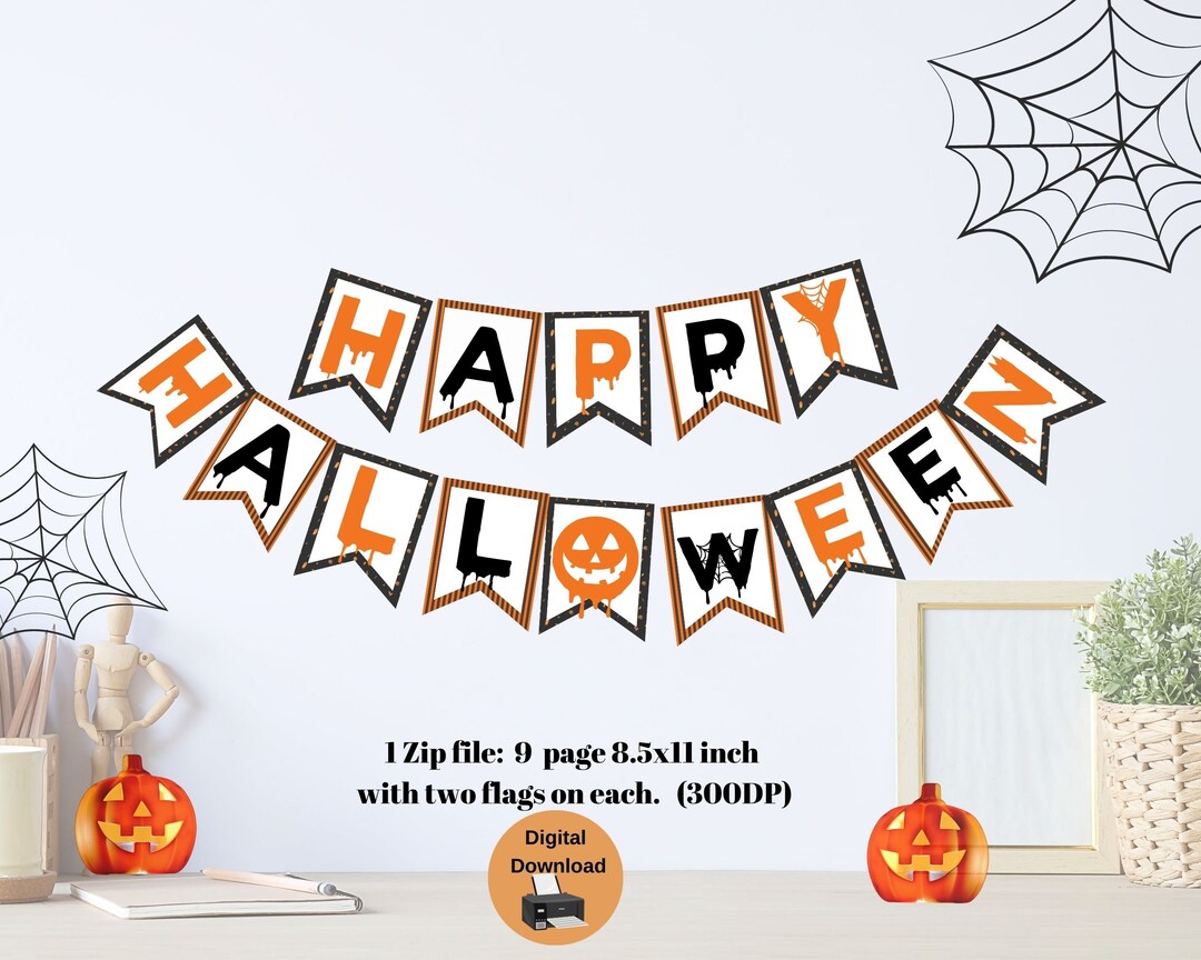 Happy Halloween Banner, Halloween Party Sign Halloween Decorations ...