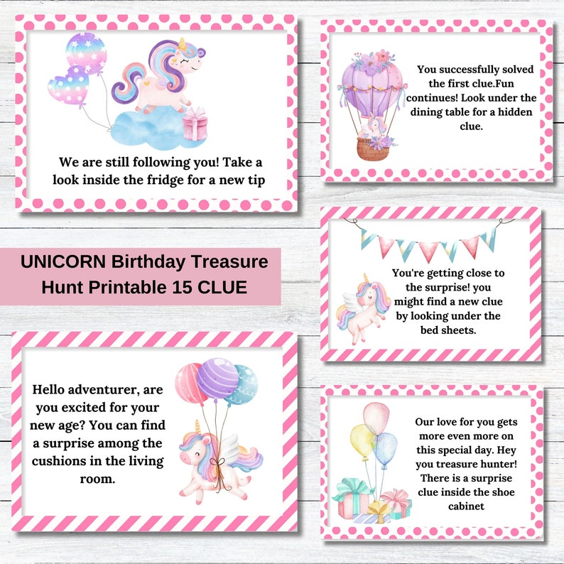 Unicorn Birthday Treasure Hunt Unicorn Birthday Scavenger Hunt Treasure ...