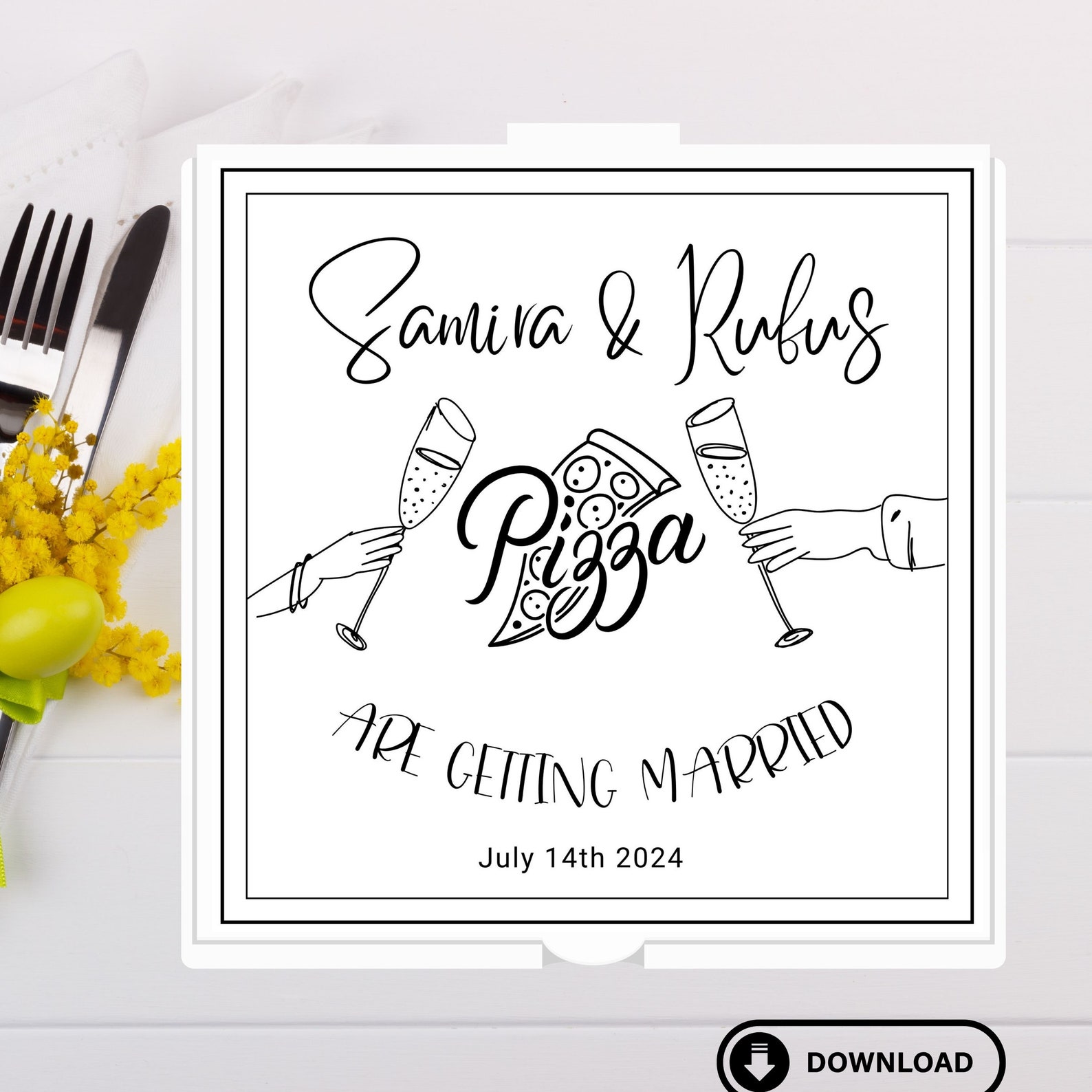 Wedding Pizza Box Personalizable, Pizza Box Custom Wedding Pizza Box ...