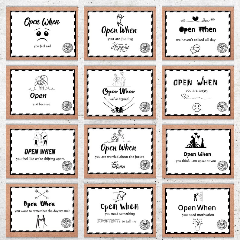 Open When Envelopes Long Distance Relationship Gift Open When Letters ...