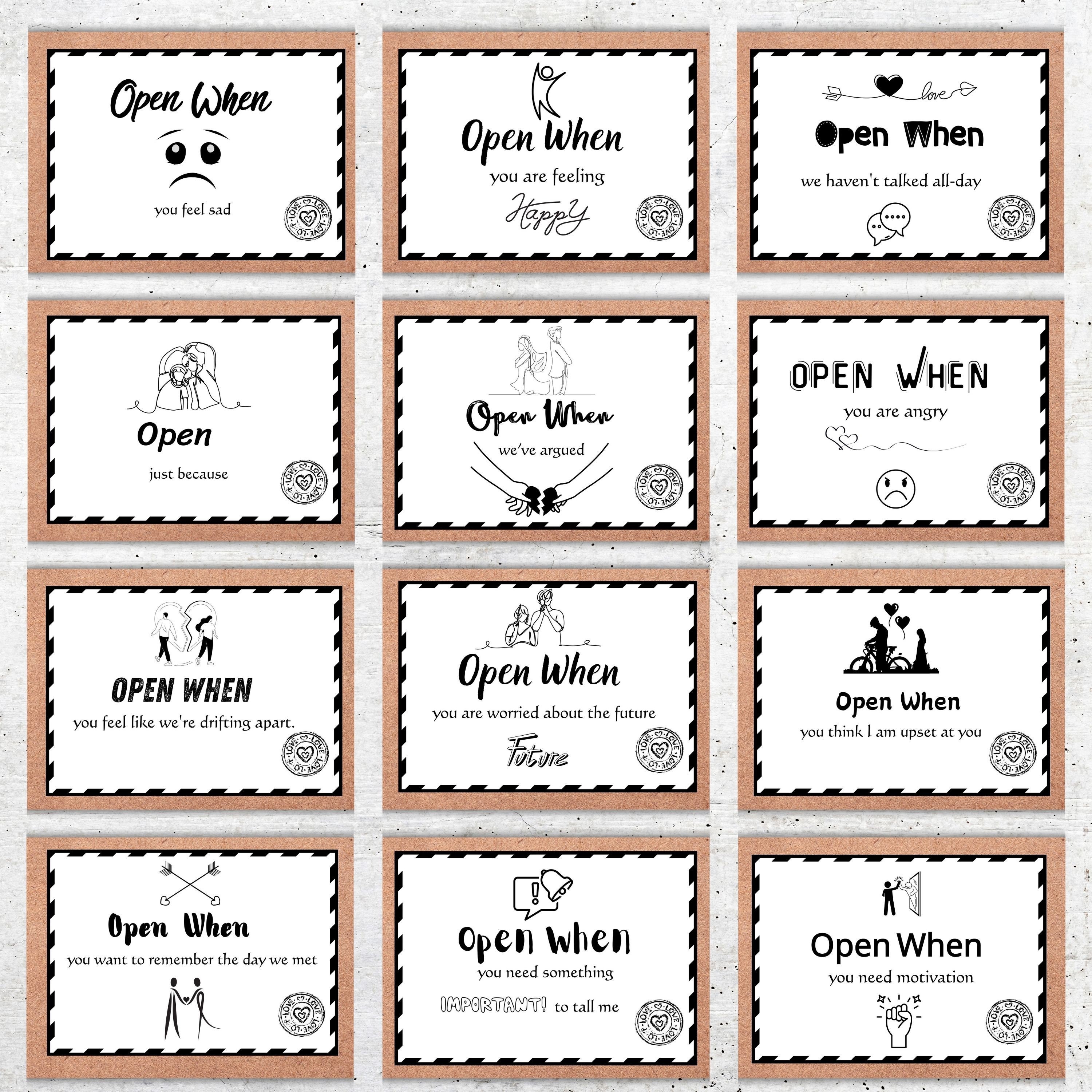 Open When Envelopes Long Distance Relationship Gift Open When Letters ...