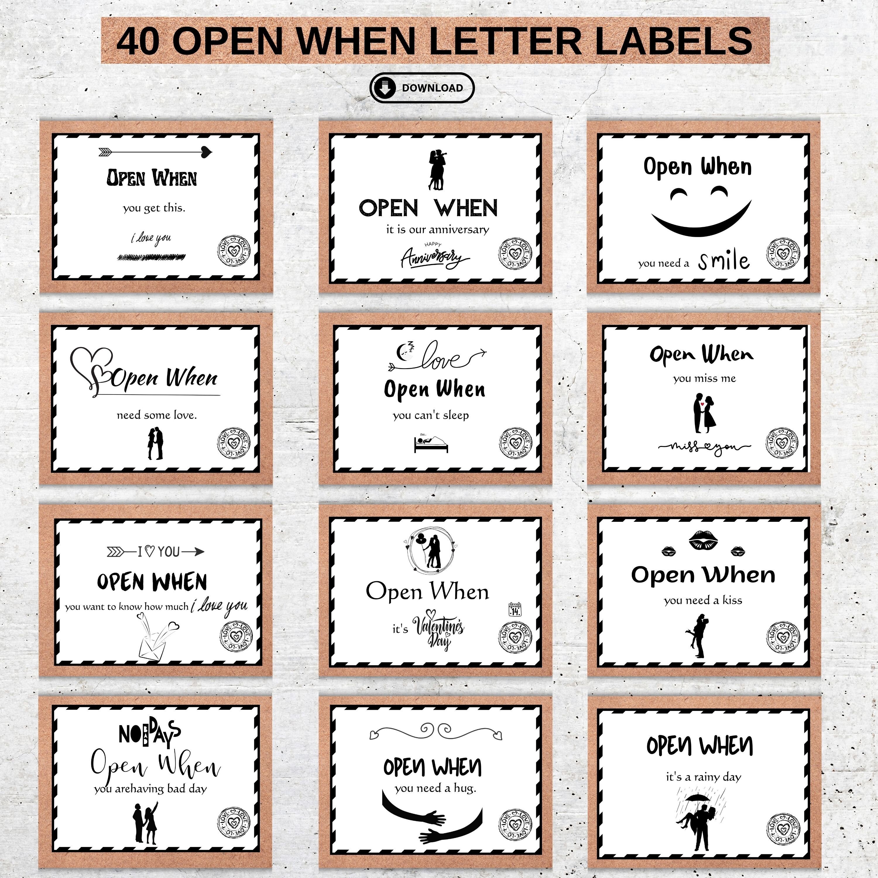 Open When Envelopes Long Distance Relationship Gift Open When Letters ...