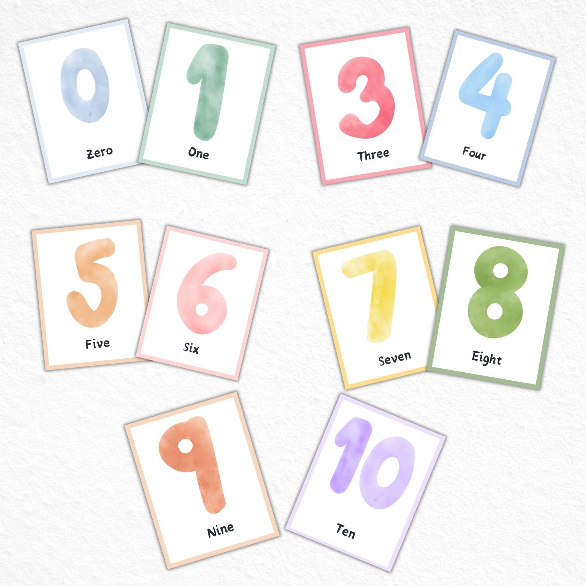 Numbers Colors Shapes Flashcard for Kids Numbers Cards Montessori ...