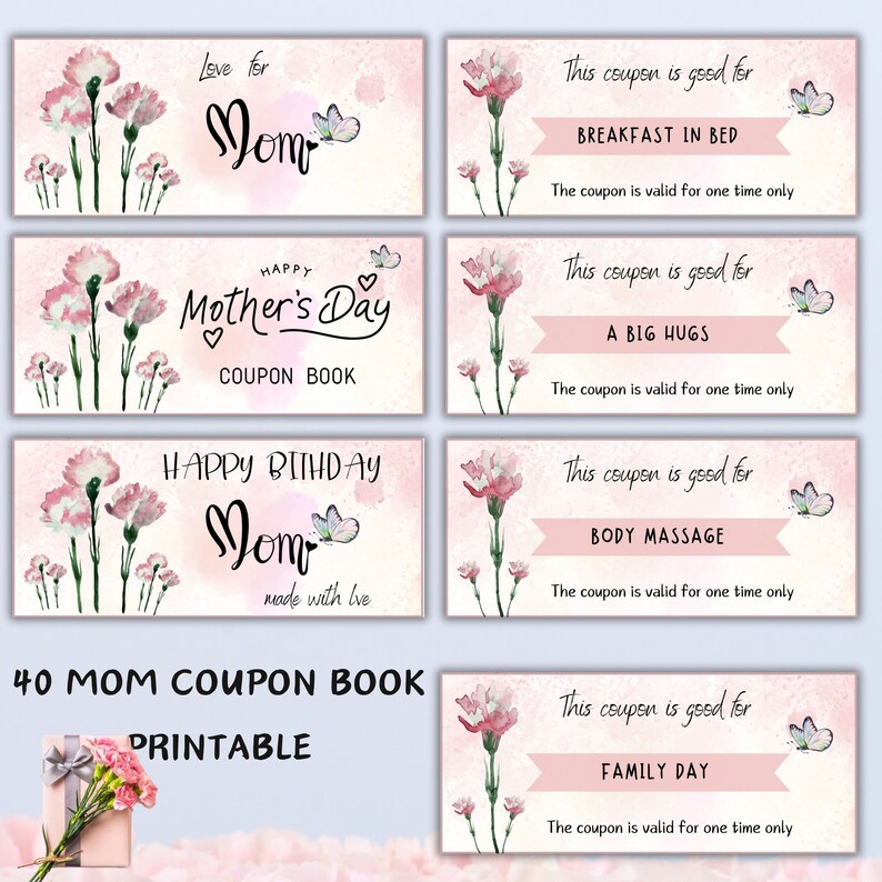 Mothers Day Coupon Book Coupons for Mothers Day Birthday Coupon Book ...