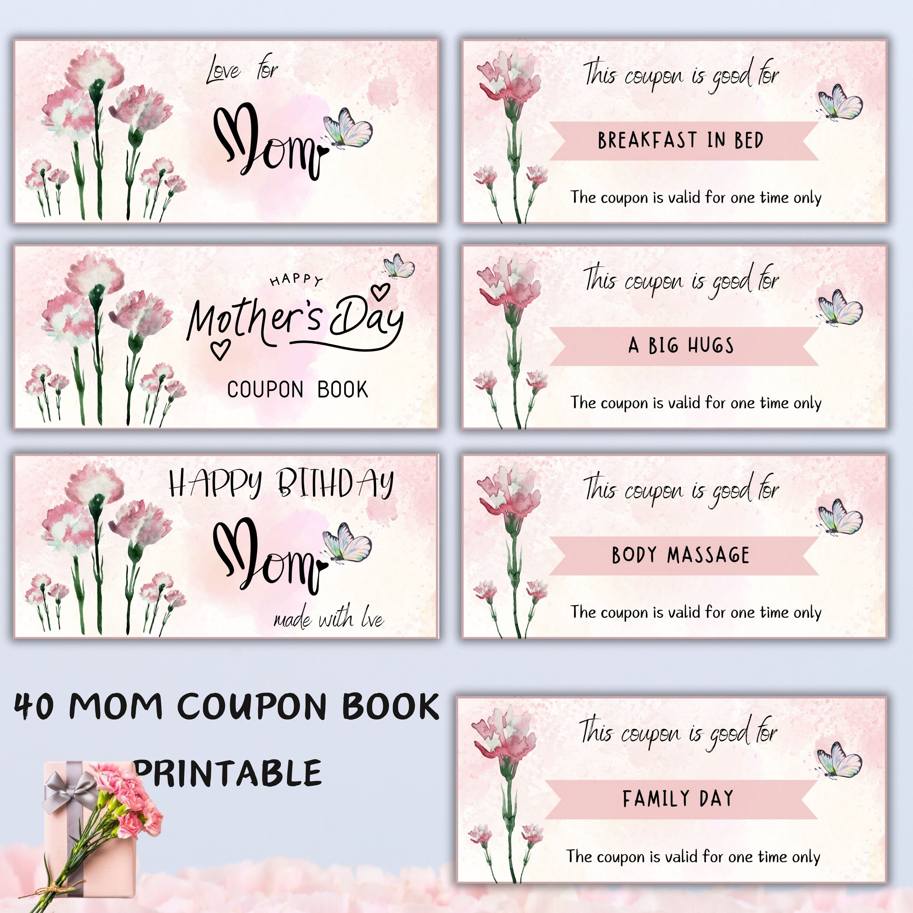 Mothers Day Coupon Book Coupons for Mothers Day Birthday Coupon Book ...