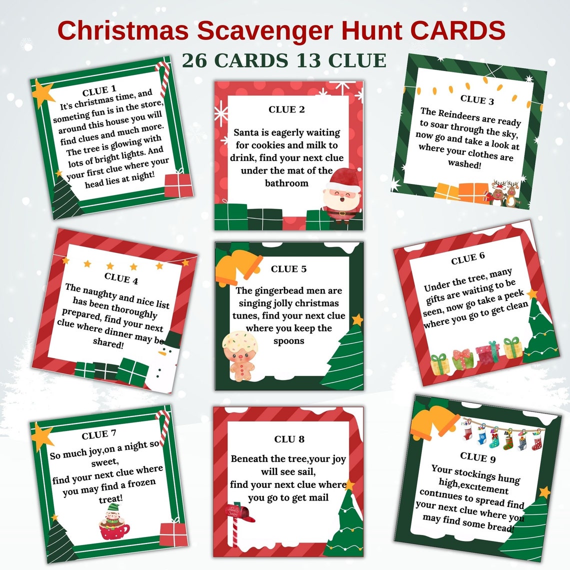 Christmas Scavenger Hunt for Kids Printable Christmas Treasure Hunt ...