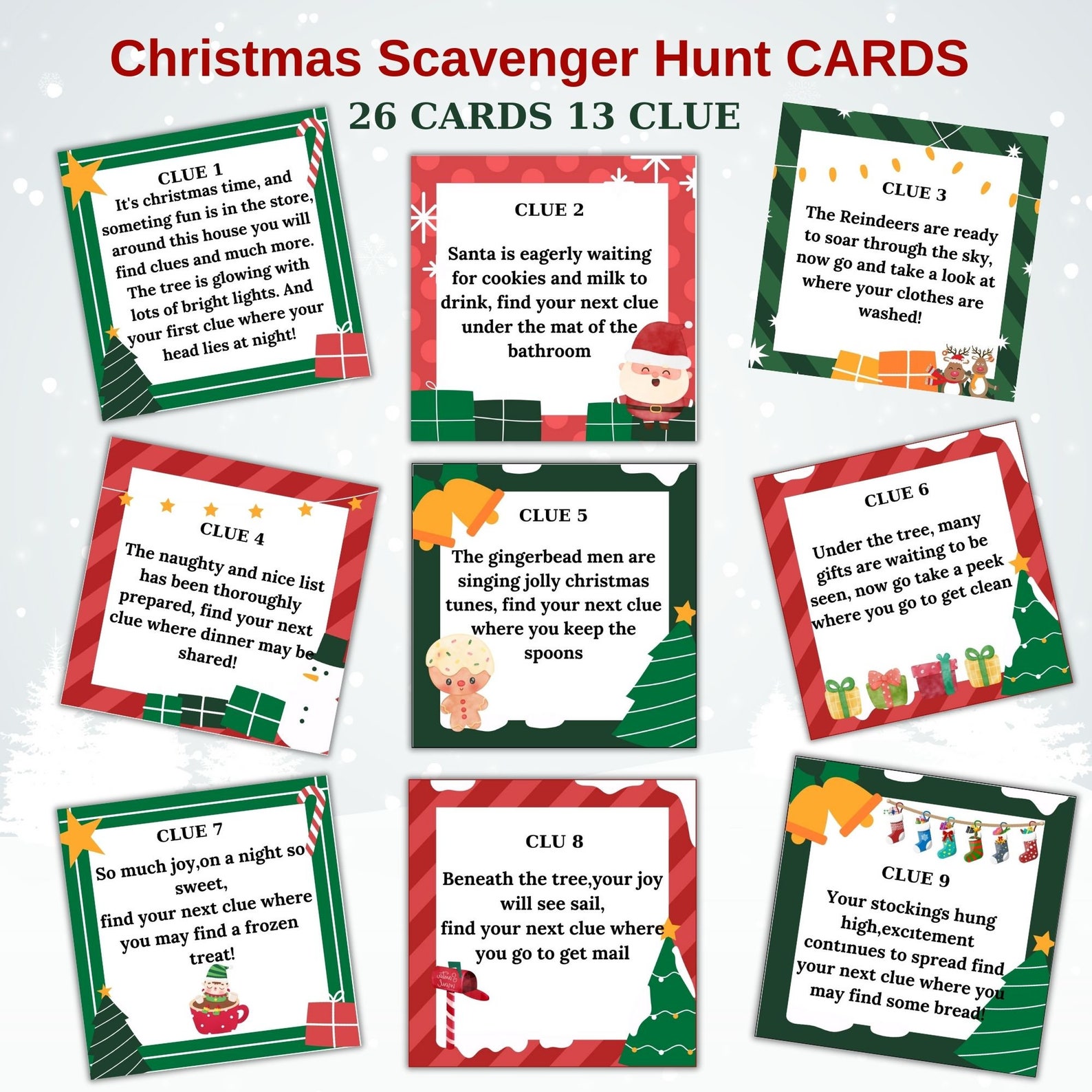 Christmas Scavenger Hunt for Kids Printable Christmas Treasure Hunt ...