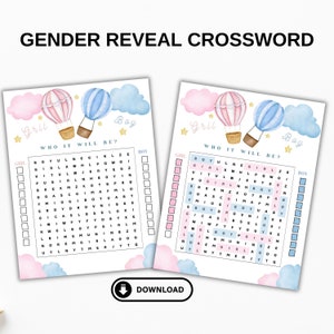 Gender Reveal Word Search Game Boy or Girl Gender Reveal Word Search ...