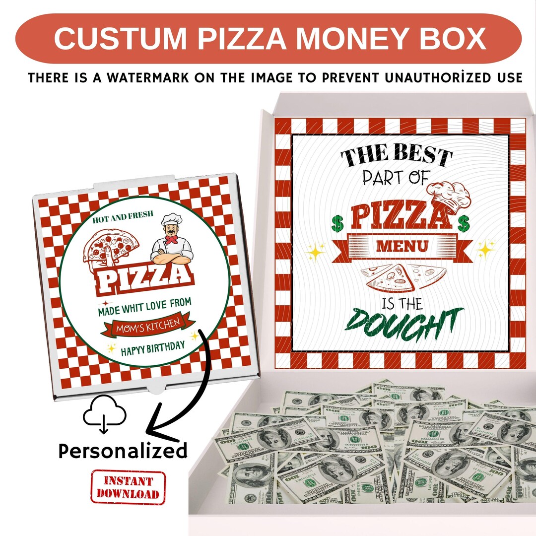 Custom Pizza Box Money Gift Birthday Money Gift College Money Gift Box ...