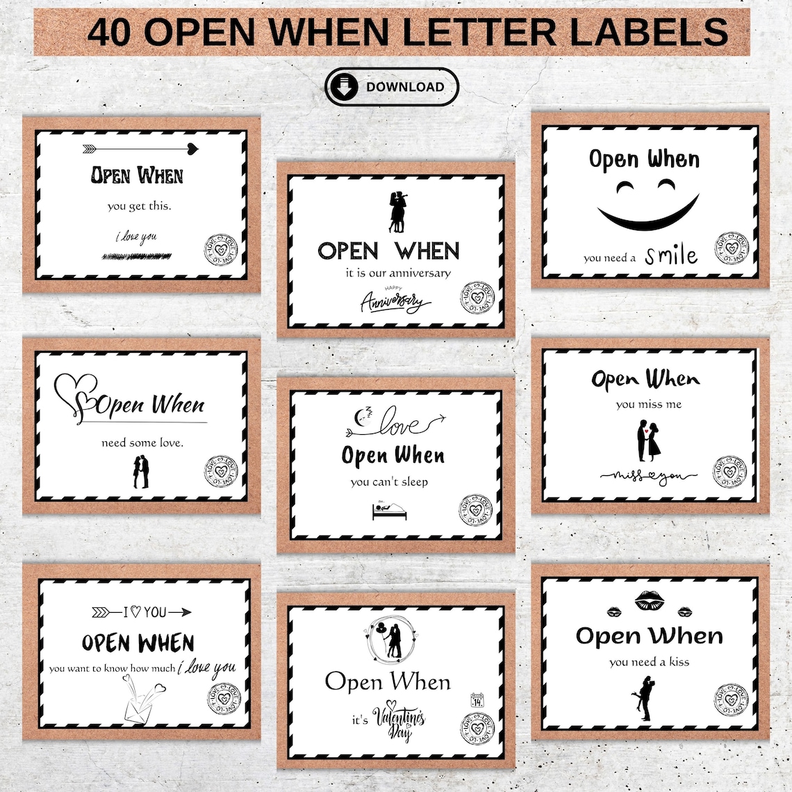 Open When Envelopes Long Distance Relationship Gift Open When Letters ...