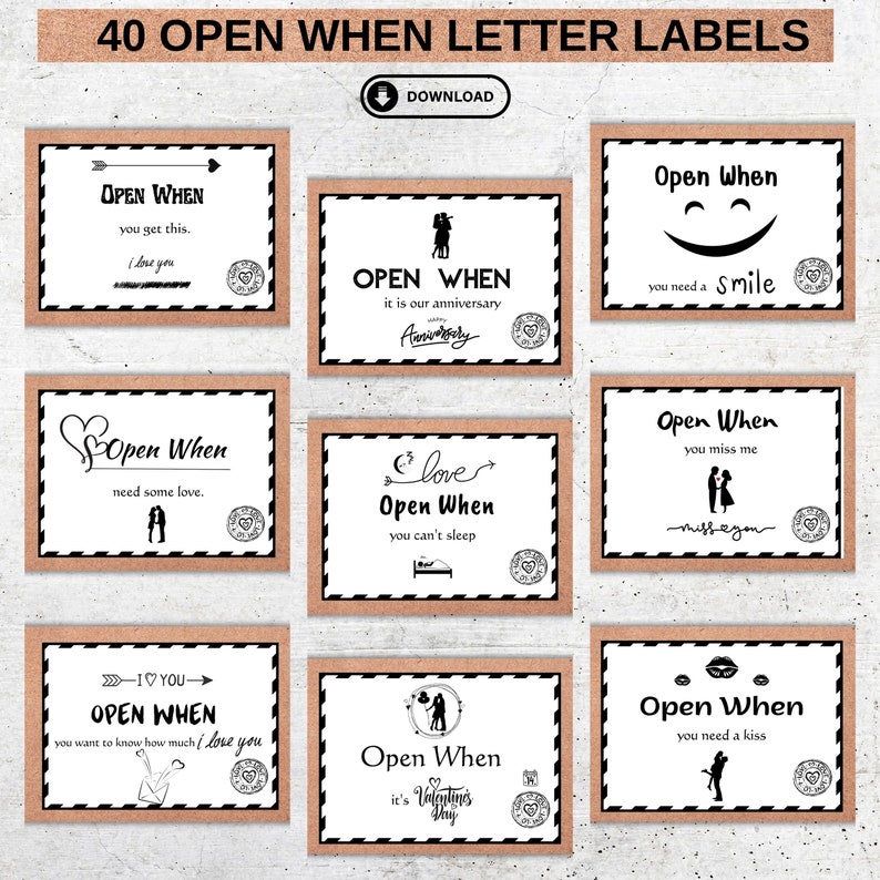 Open When Envelopes Long Distance Relationship Gift Open When Letters ...