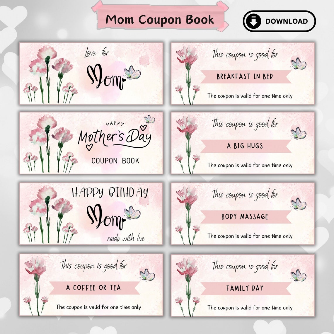 Mothers Day Coupon Book Coupons for Mothers Day Birthday Coupon Book ...