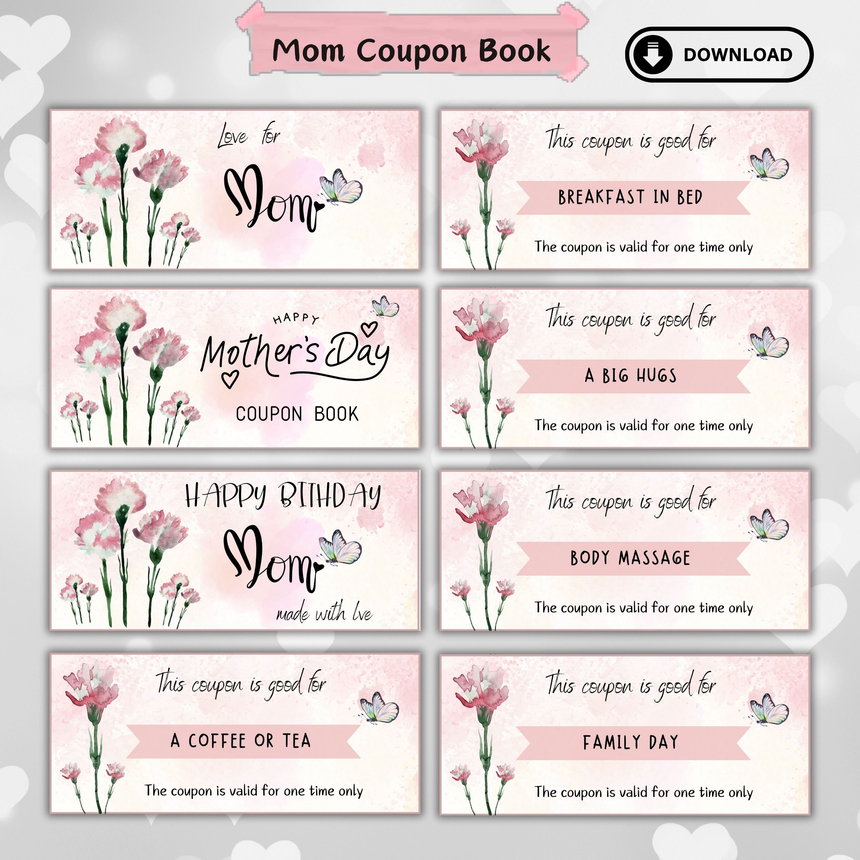 Mothers Day Coupon Book Coupons for Mothers Day Birthday Coupon Book ...