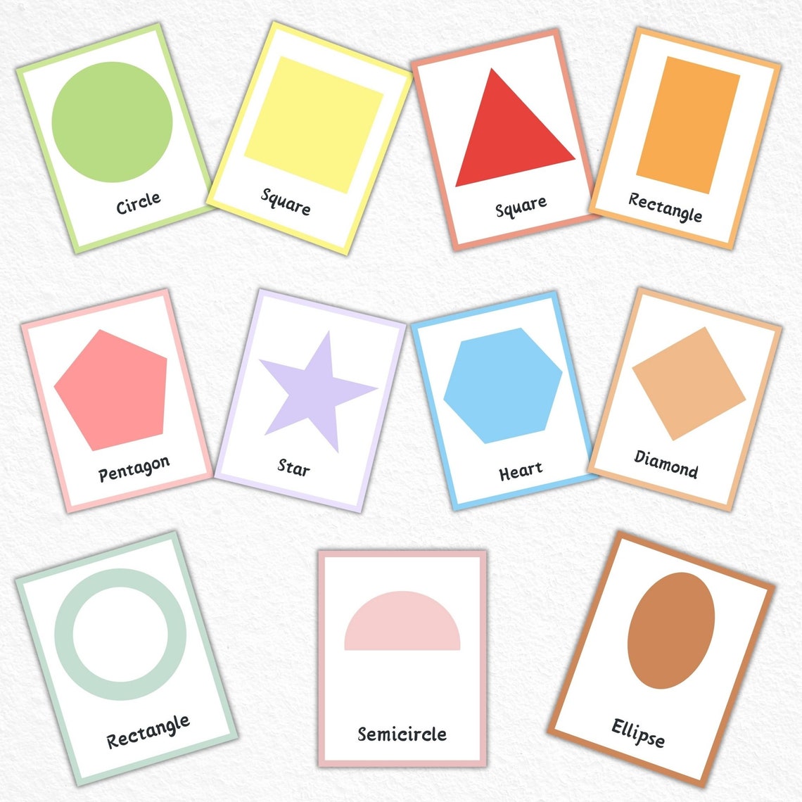 Numbers Colors Shapes Flashcard for Kids Numbers Cards Montessori ...