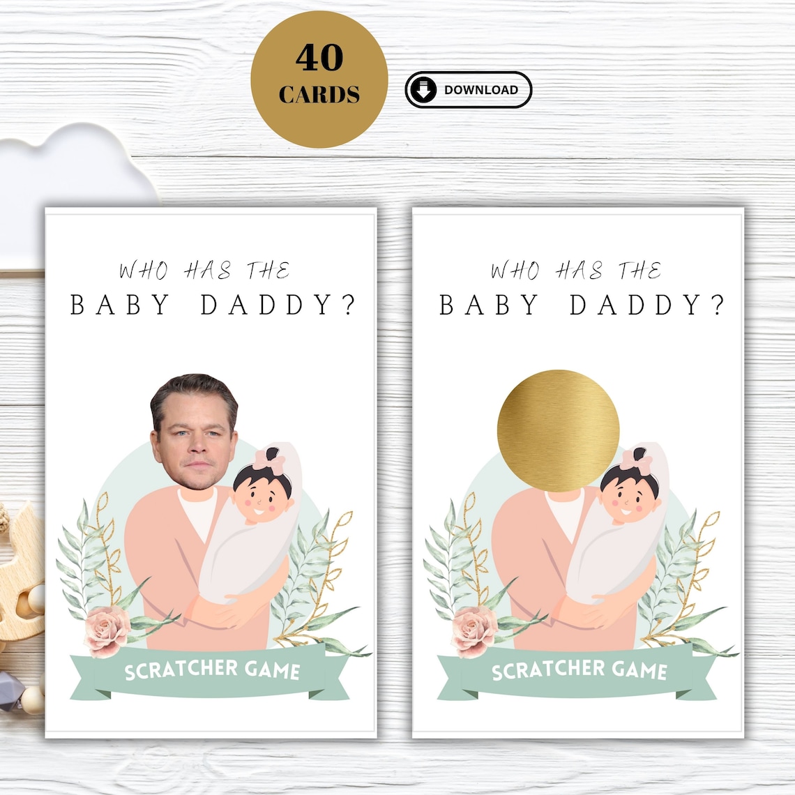 Who Has the Baby Daddy Find the Dad Game Baby Shower Shower Game Baby ...