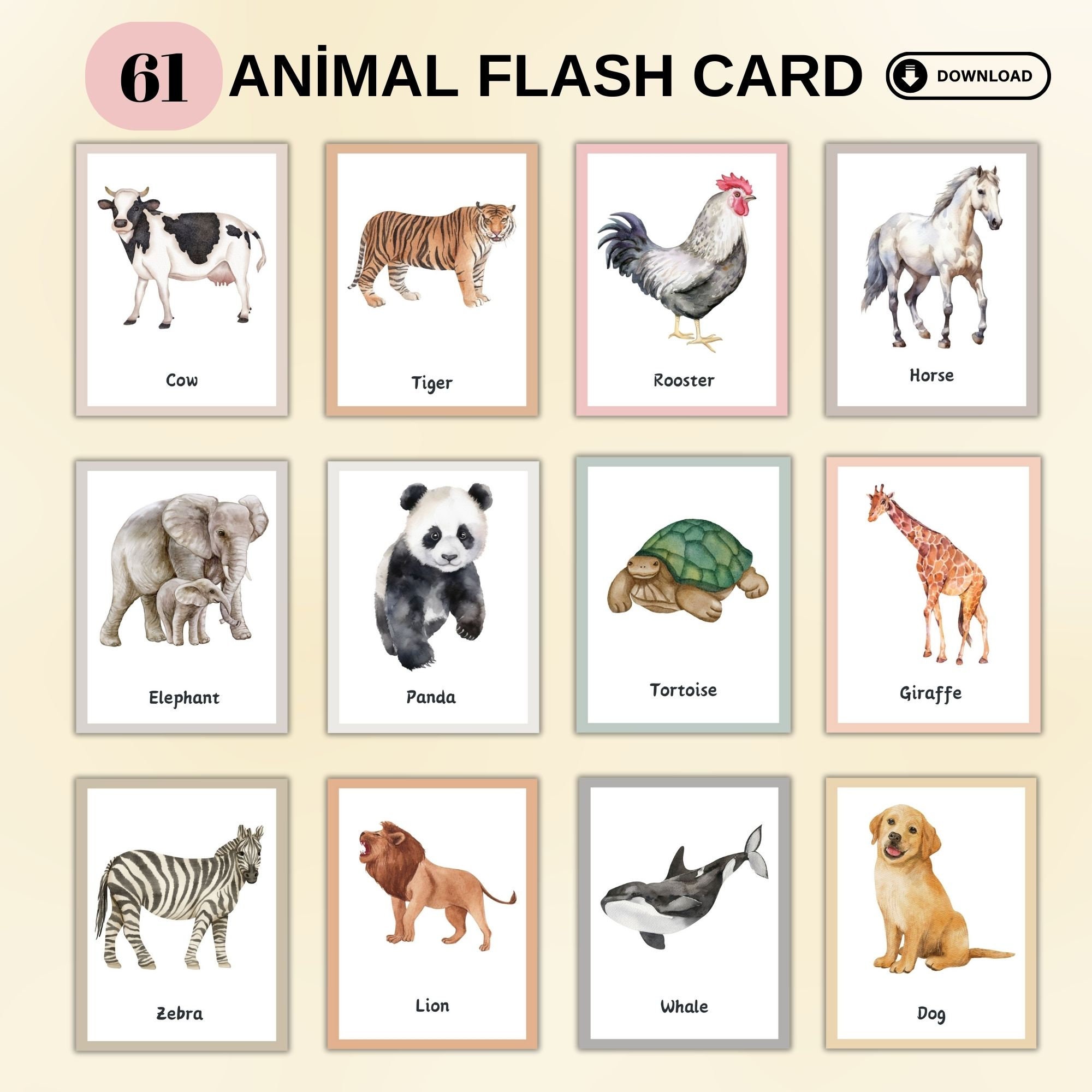 Animals Flash Cards Forest Animals Montessori Flashcards Fashcards for ...