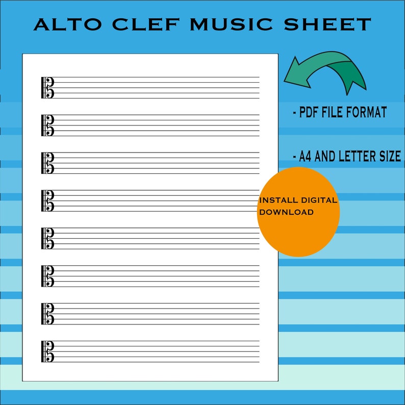 Printable Alto Clef Music Sheet. Blank Music Sheet. Viola Clef Music ...
