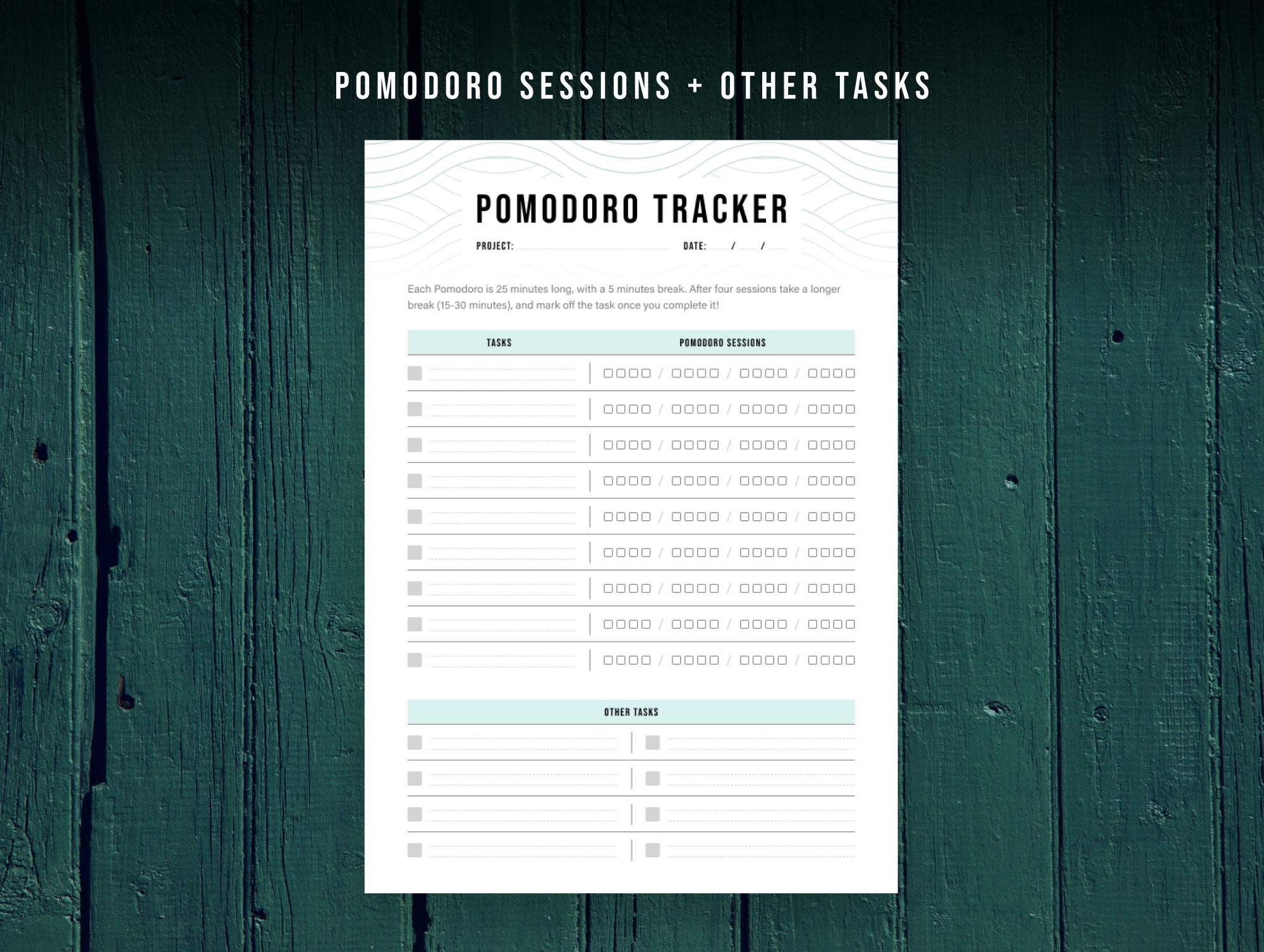 Pomodoro Task Tracker | A4+A5 Fillable PDF | Printable Template ...