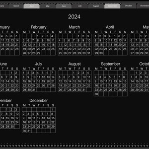 2024 Dark Mode Digital Calendar, Digital Planners, Dark Mode/black ...