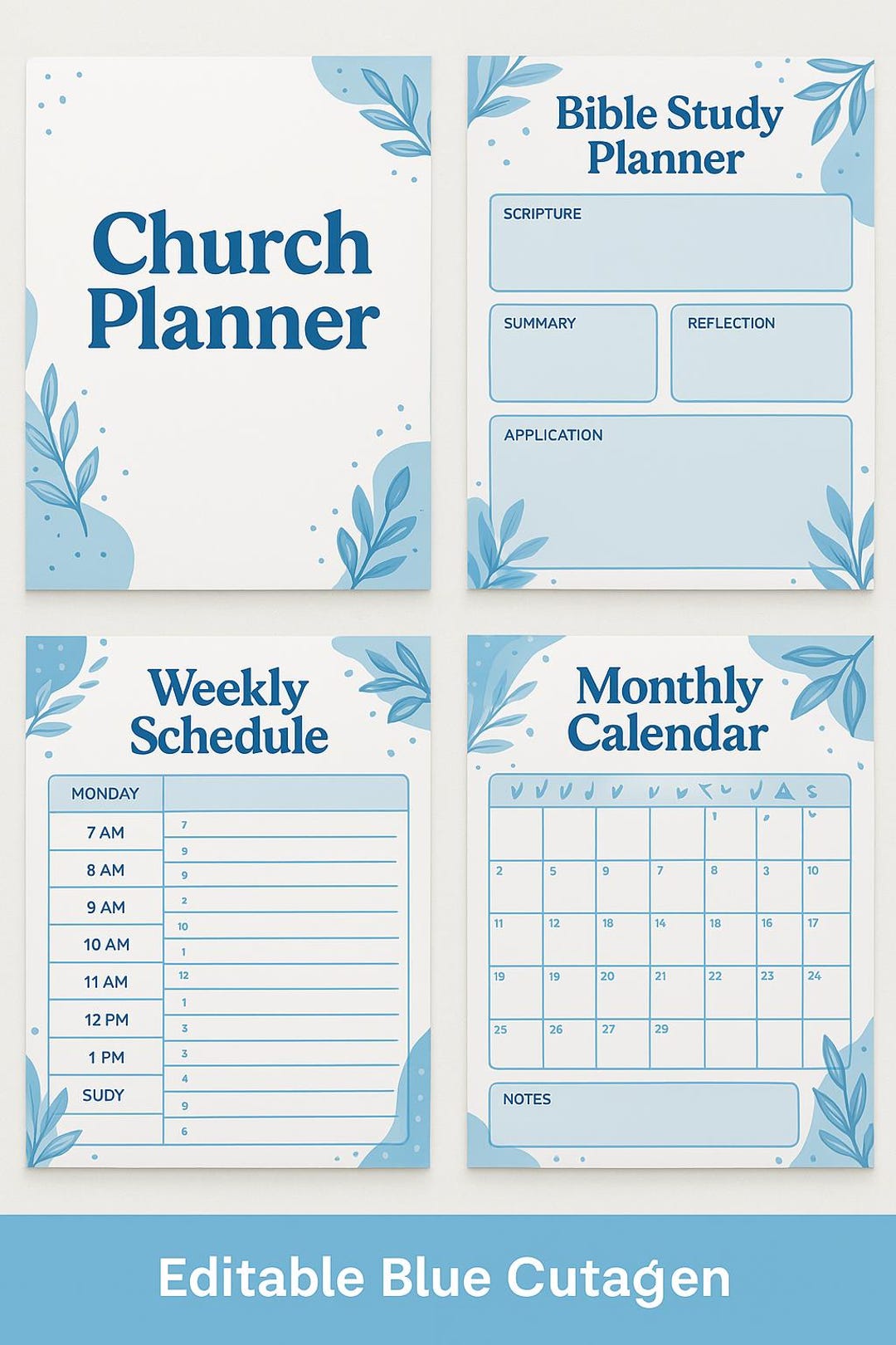 Editable Church Planner | Bible Study, Weekly Schedule, Prayer Tracker ...