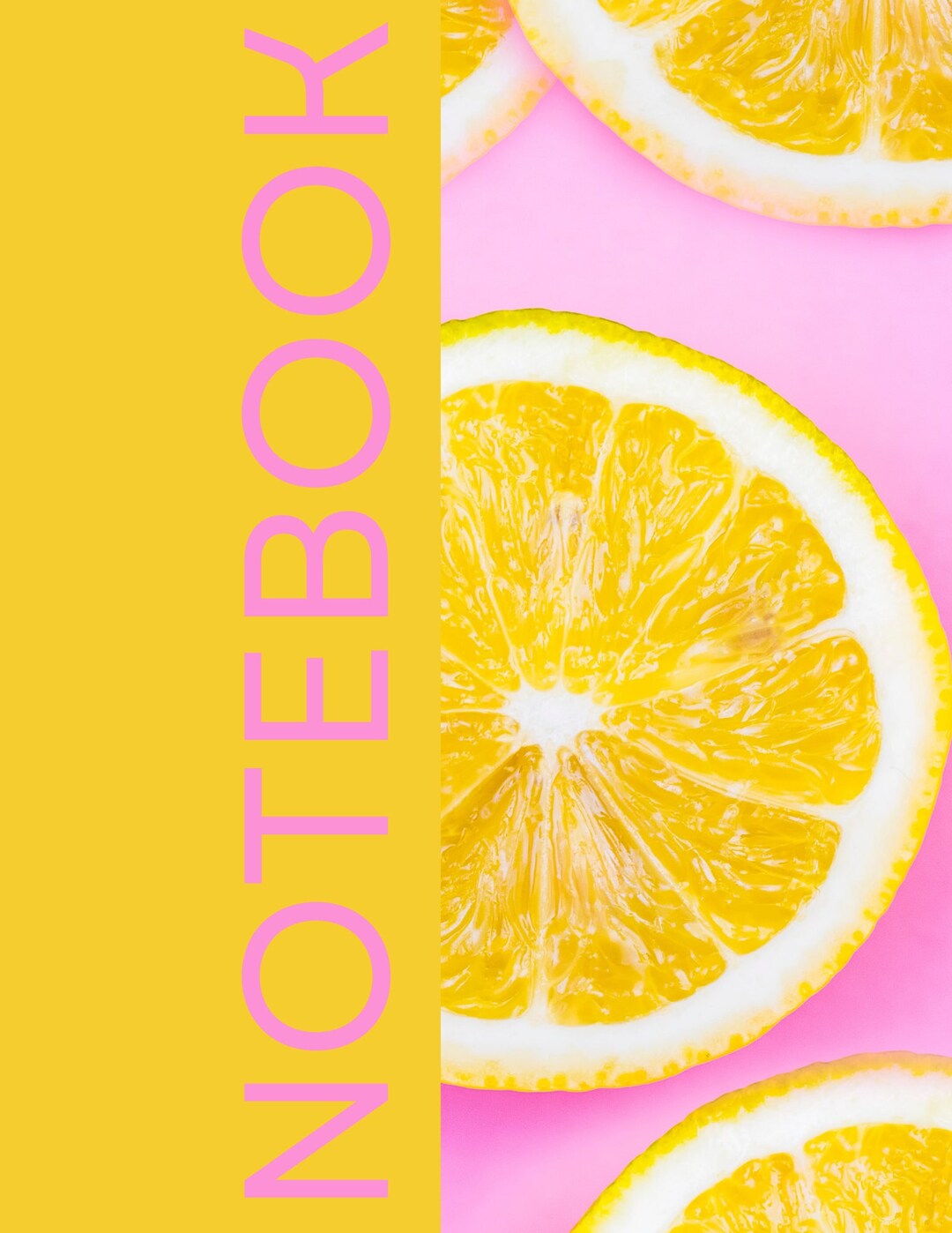 Yellow Pink Photograph, Lemon Background Notebook Cover, Fruit ...