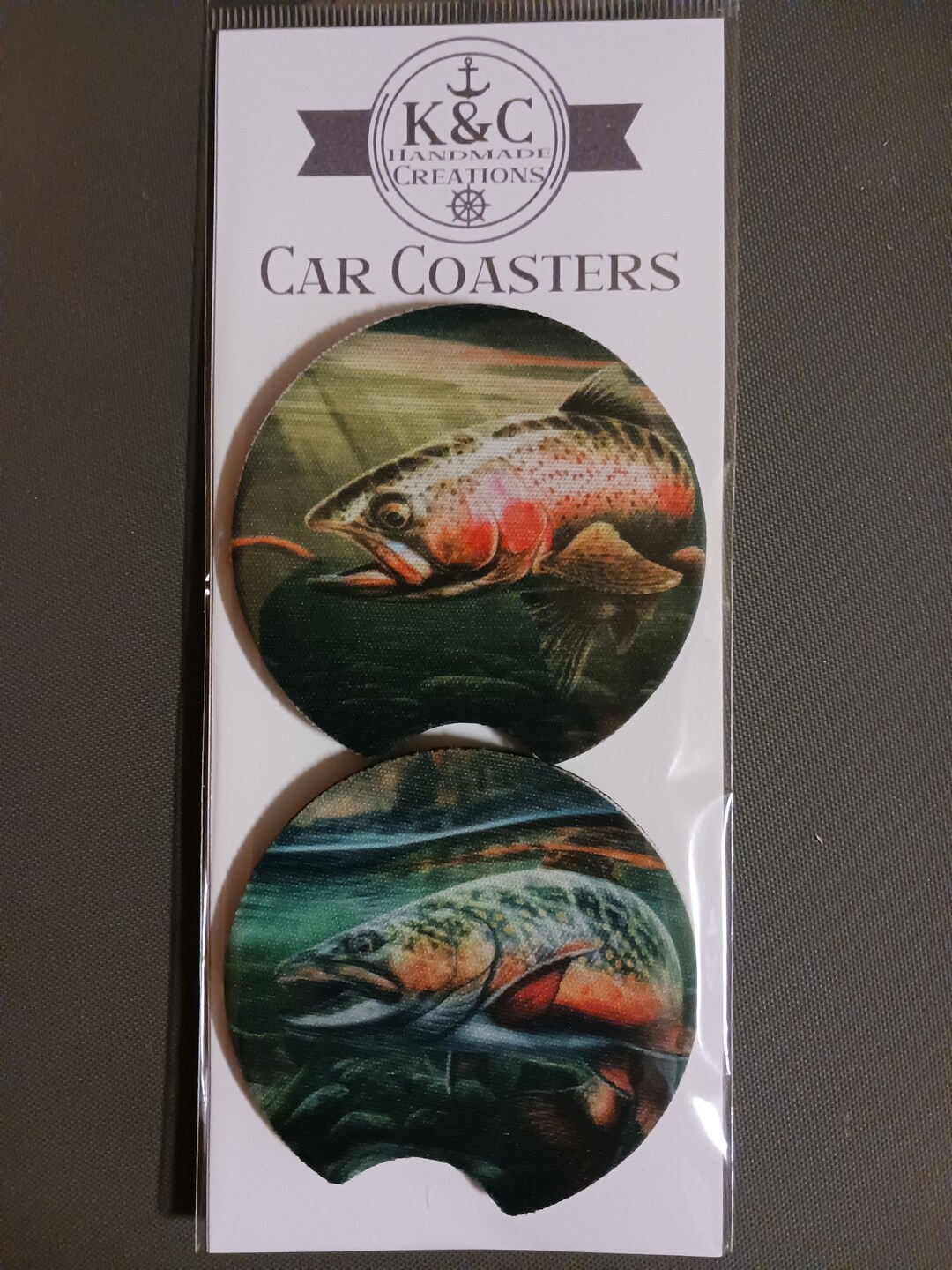 Car Coasters Featuring Rainbow Trout and Brook Trout 2-pack. - Etsy