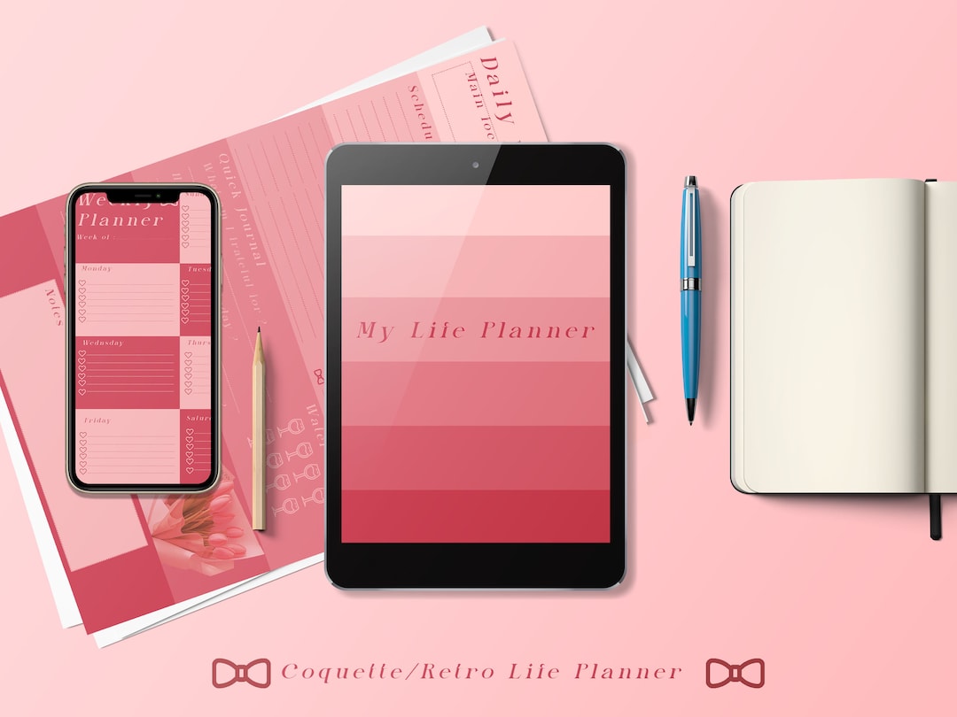 Coquette Retro A4 Life Planner Bundle Daily, Weekly, Monthly Vintage ...