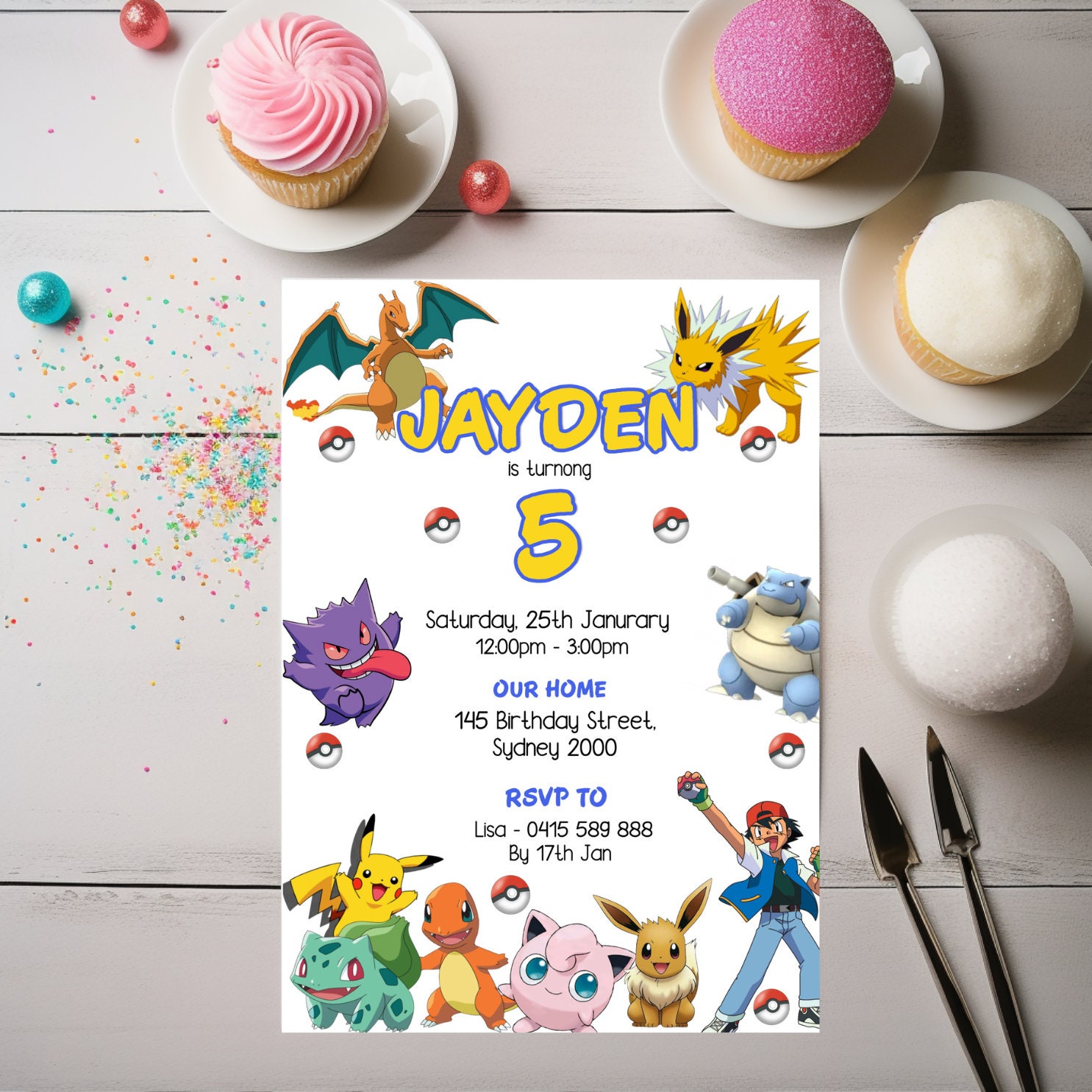 Editable Pokémon Birthday Invitation Digital Pokémon Evite - Etsy