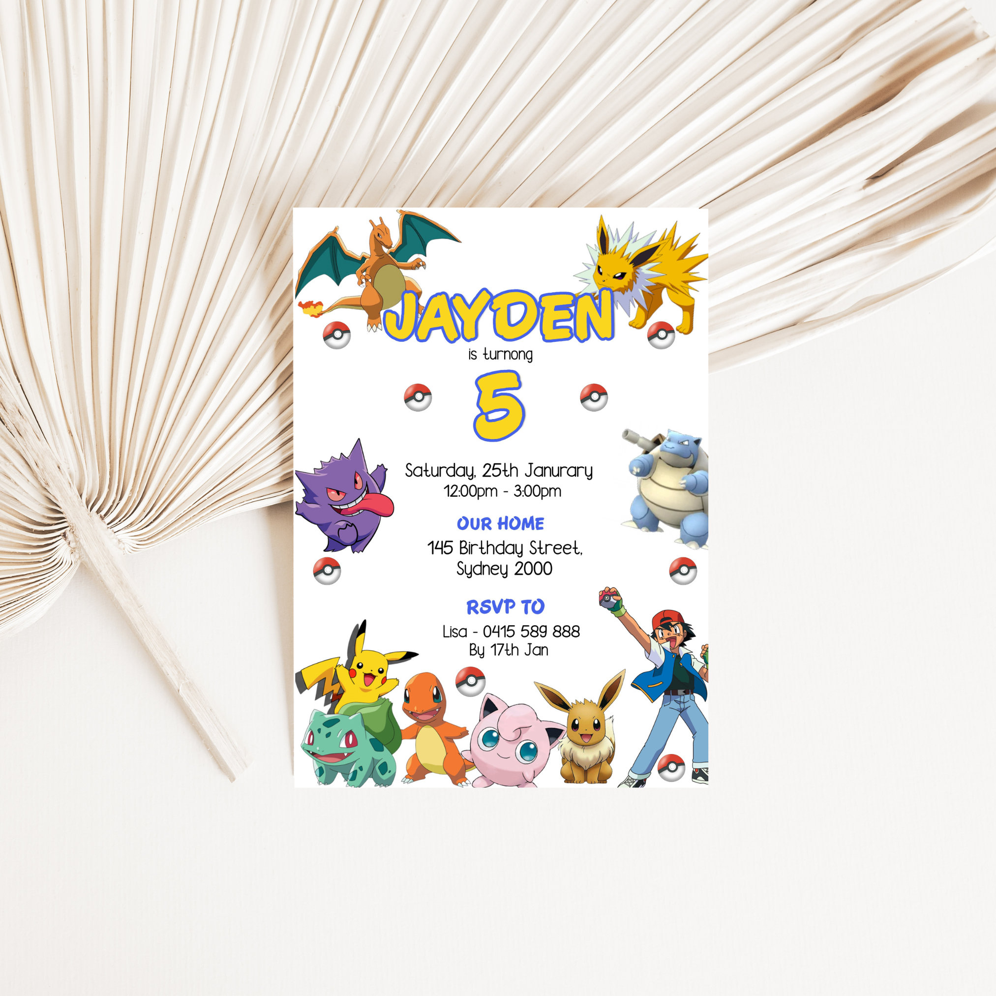 Editable Pokémon Birthday Invitation Digital Pokémon Evite - Etsy